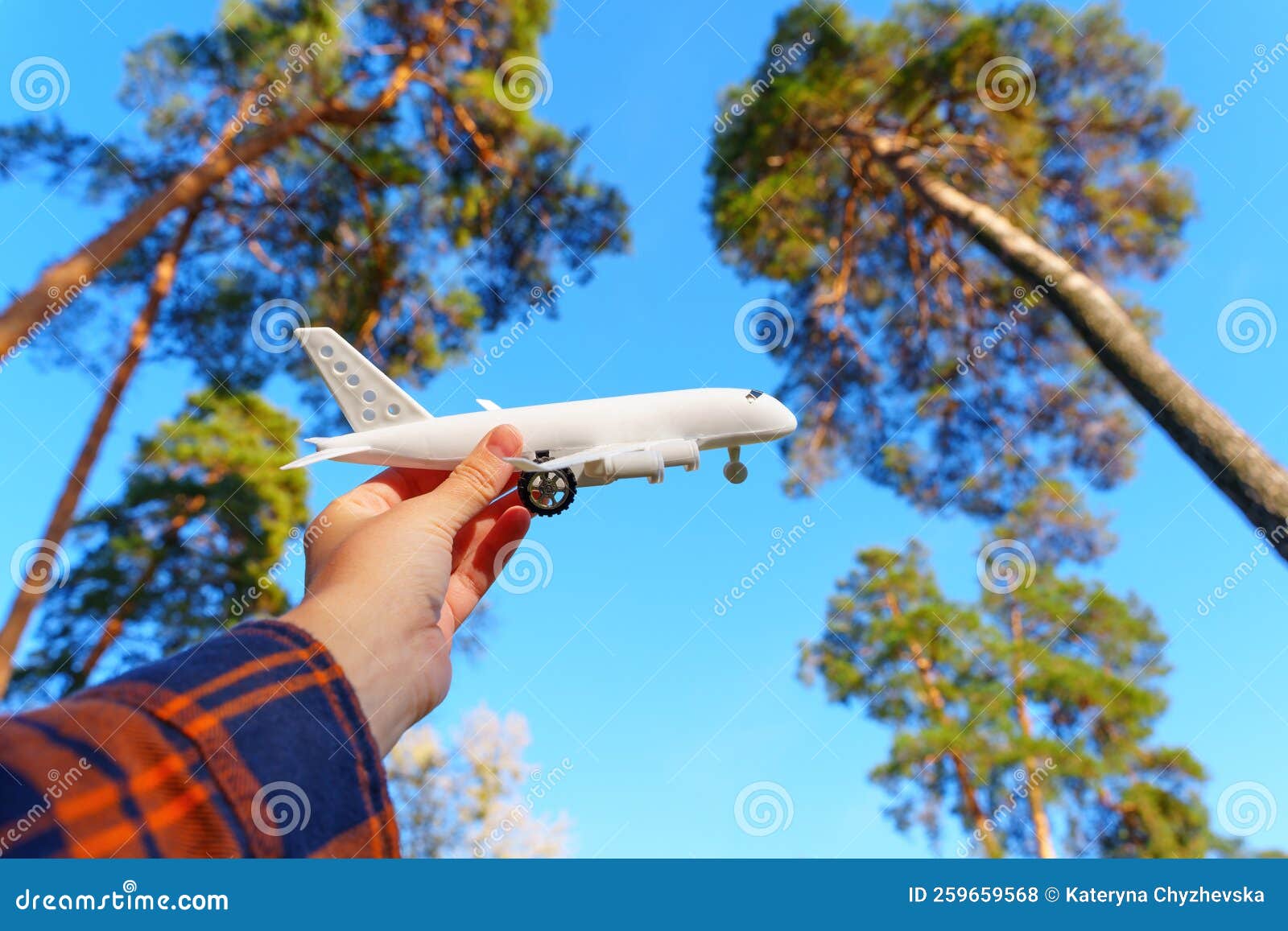 Playing with Toy Plane in the Woods Stock Photo - Image of footprint ...