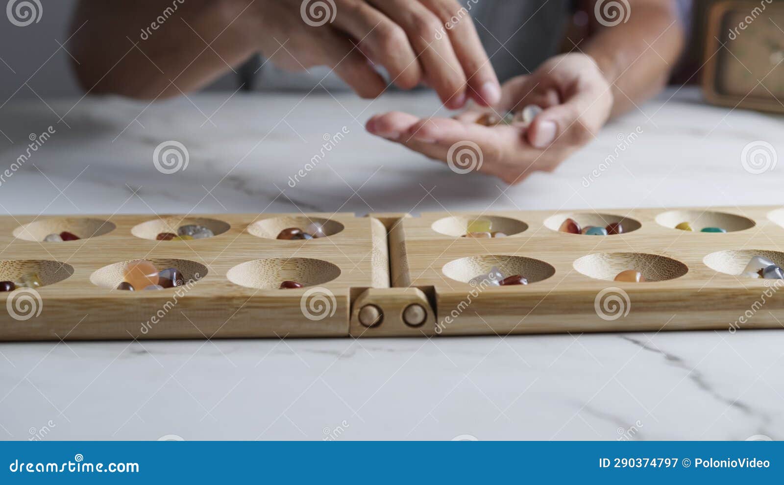 Man Playing Mancala Game on Table Stock Video - Video of wooden ...