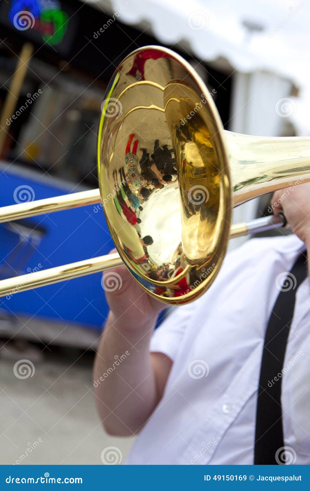 Playing trombone stock image. Image of hand, orchestra - 49150169