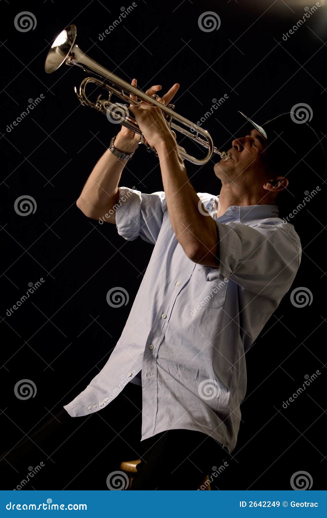 Playing the trumpet stock image. Image of adult, play - 2642249