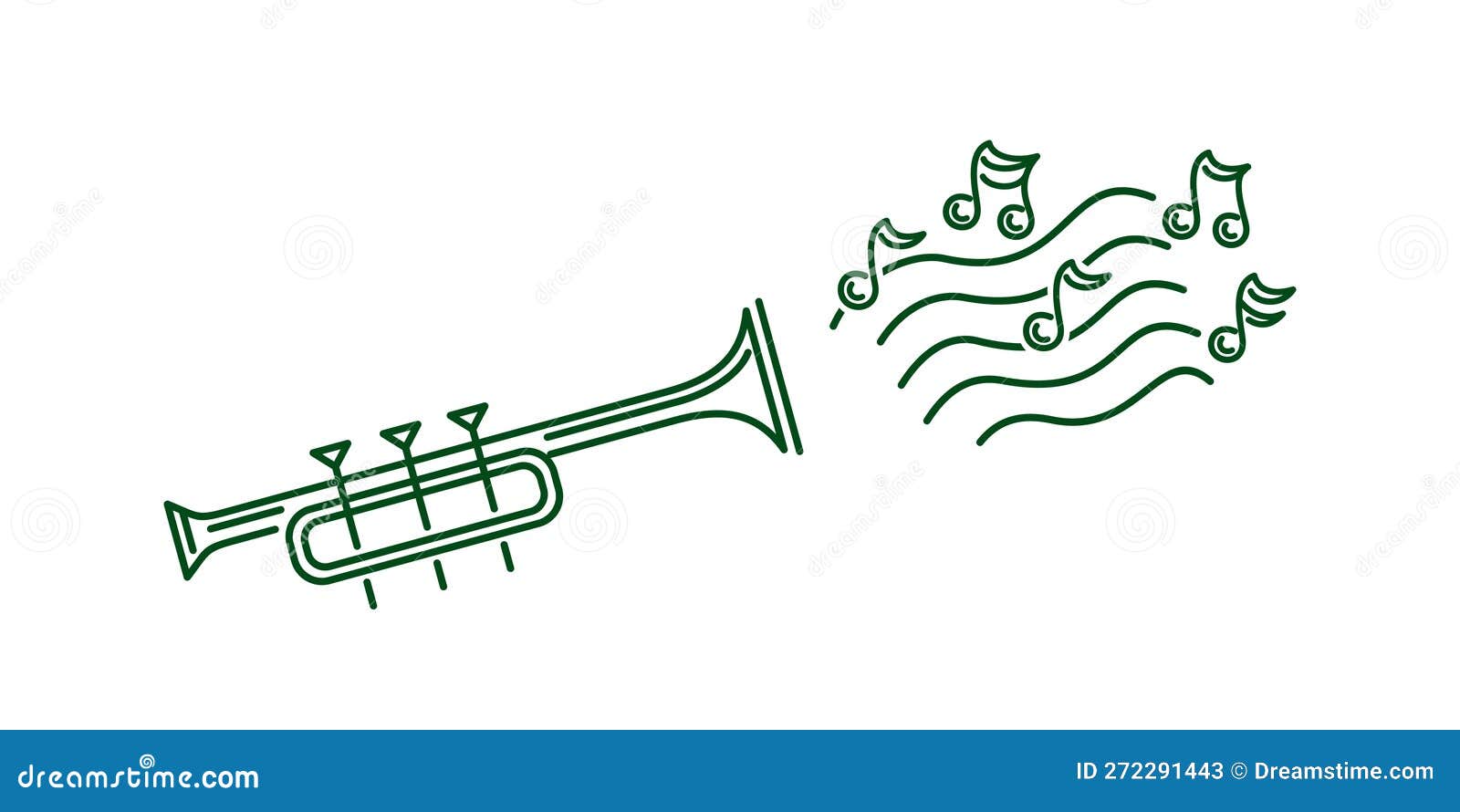 Playing Trumpet and Notes Linear Icon. Vector Illustration Stock Vector ...