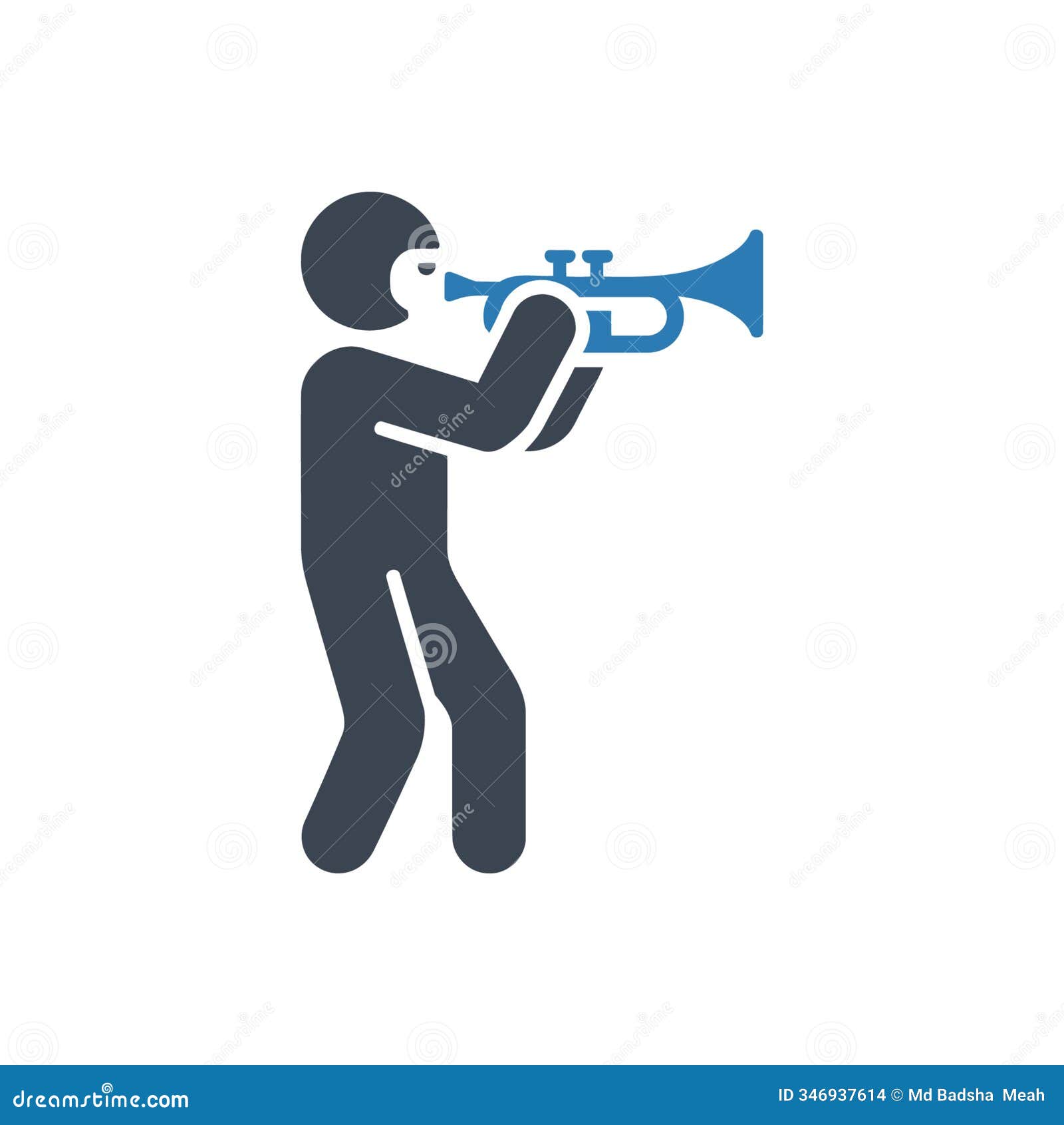 Playing Trumpet Standing Figure Icon Stock Illustration - Illustration ...