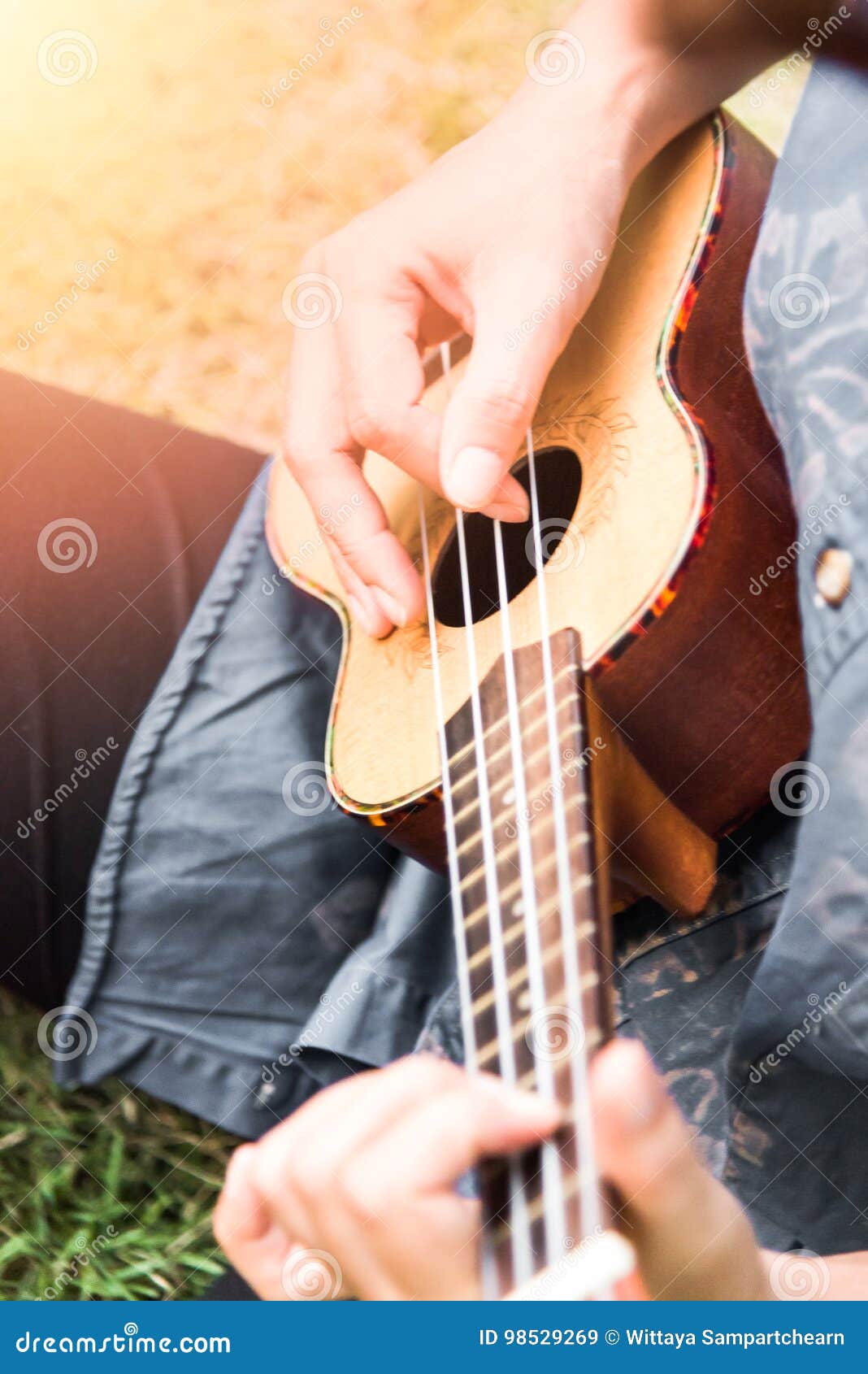 Playing ukulele stock image. Image of hipster, busker - 98529269