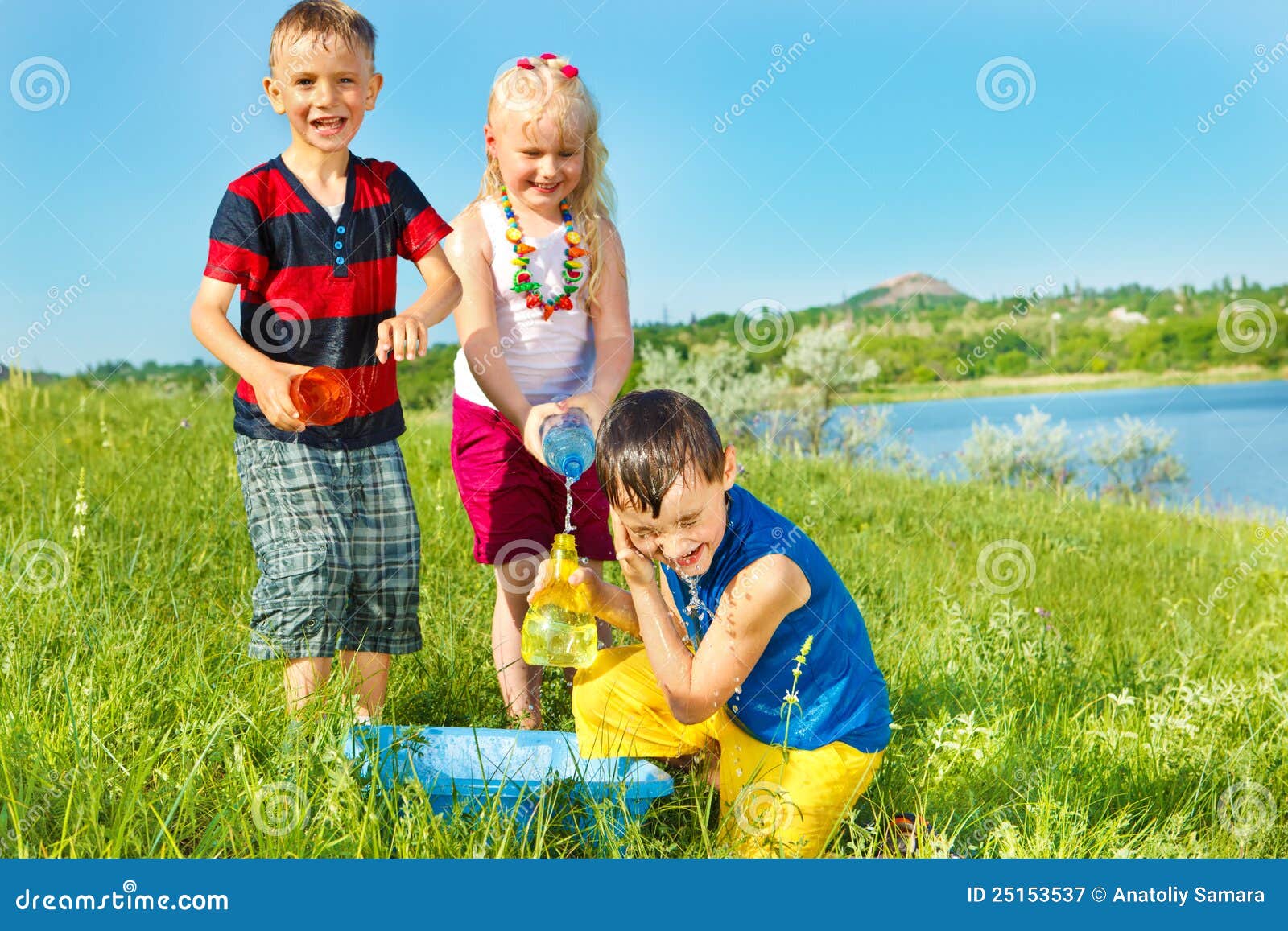 Playing with water stock image. Image of cheerful, interest - 25153537