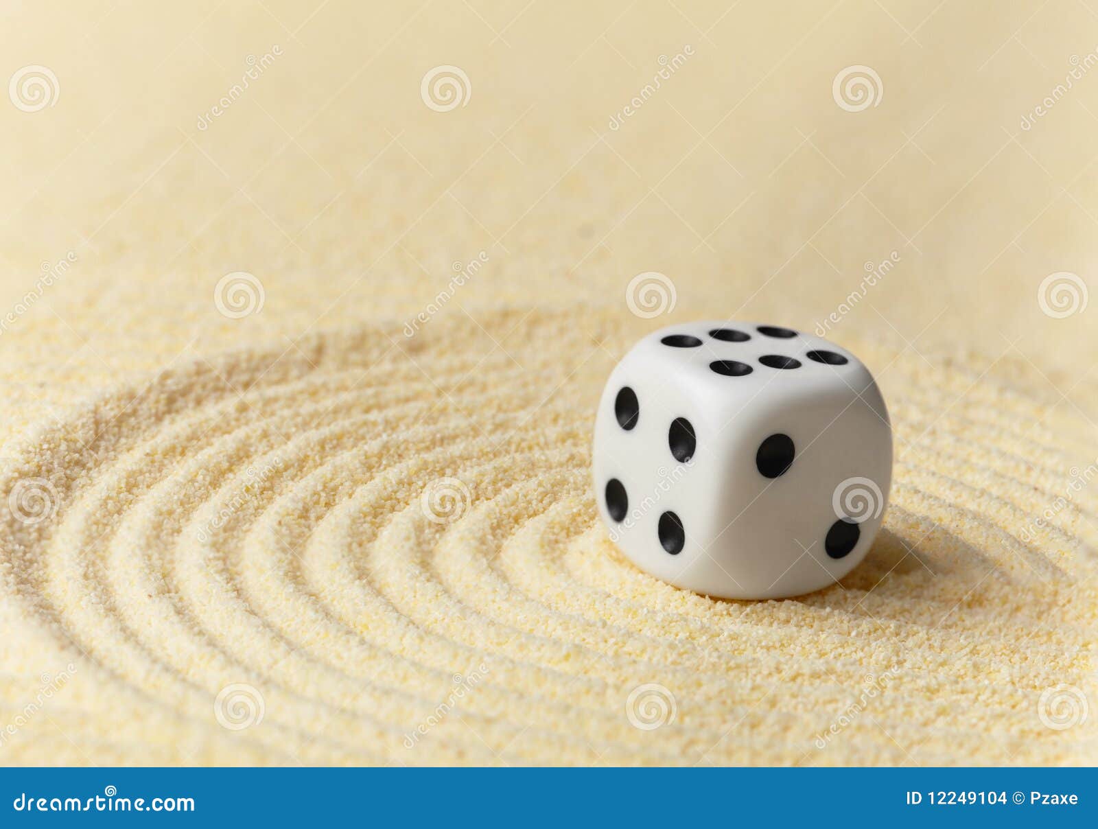 Playing White Dice on Yellow Sand - Art Miniature Stock Photo - Image ...