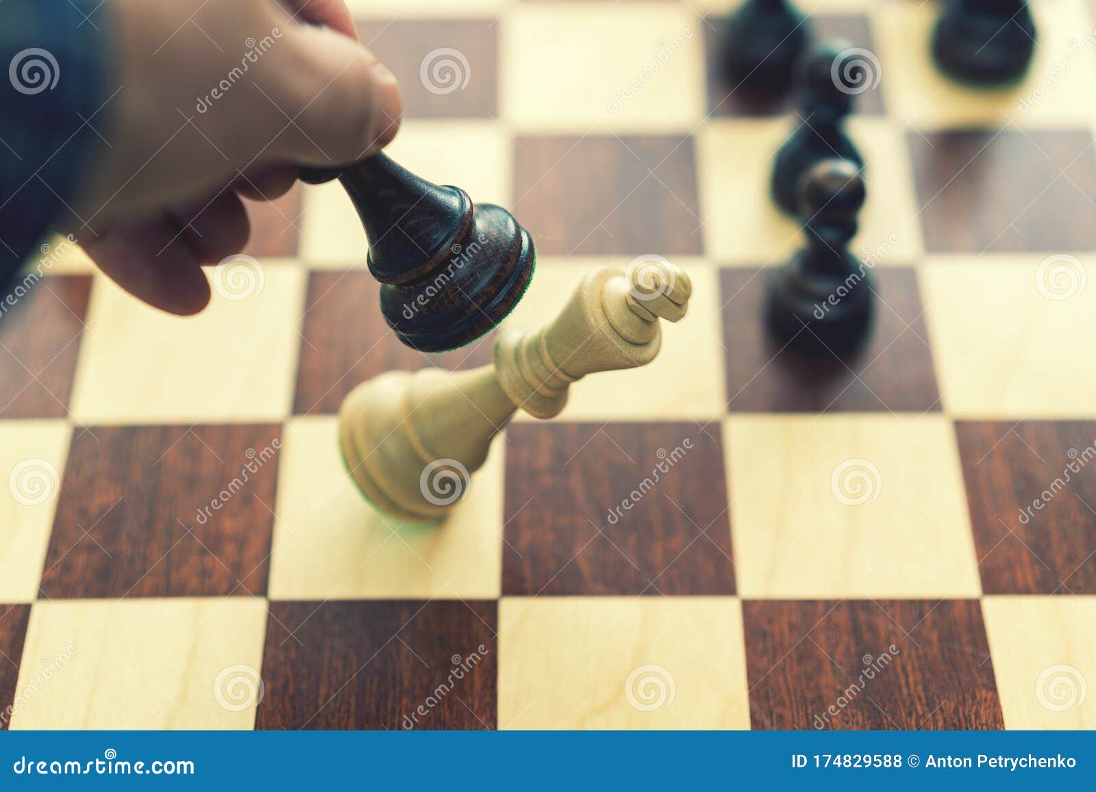 Playing Wooden Chess Pieces. Chess Game. the Fall of the King. Kings ...