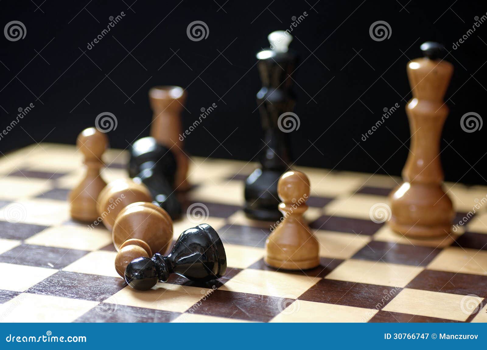 Playing Wooden Chess Pieces Game Over Stock Image - Image of ...
