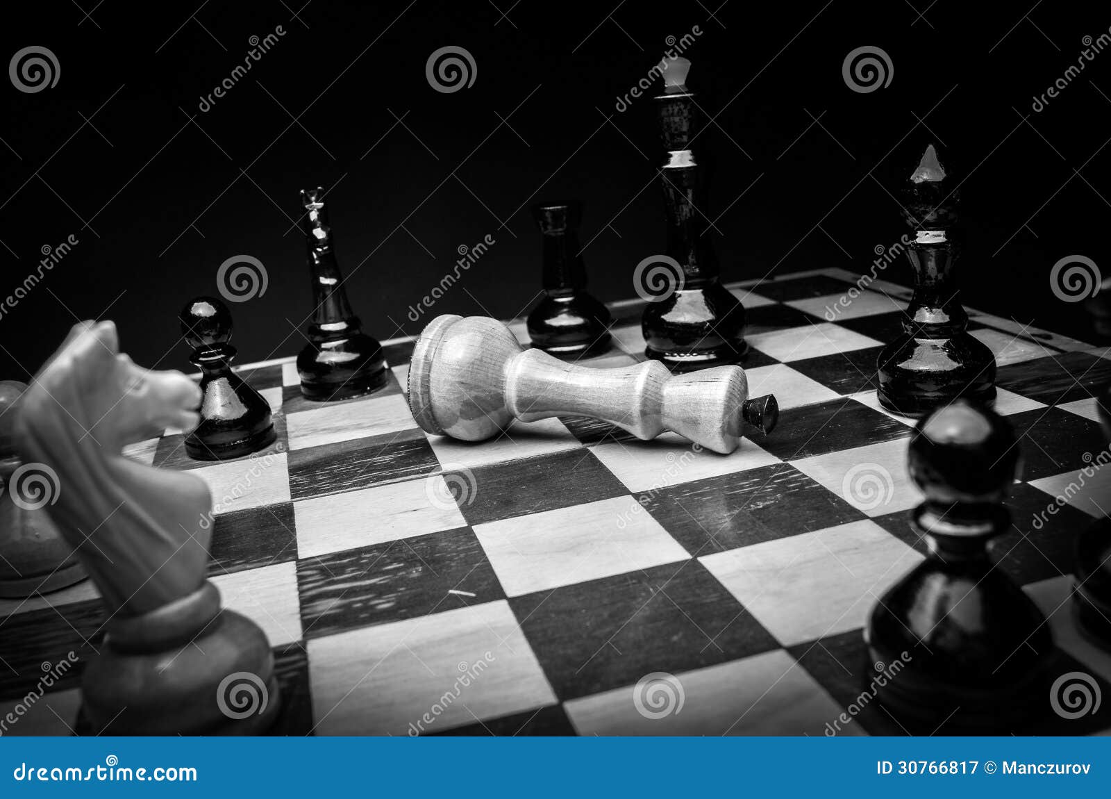 Playing Wooden Chess Pieces - Game Over Stock Image - Image of blur ...