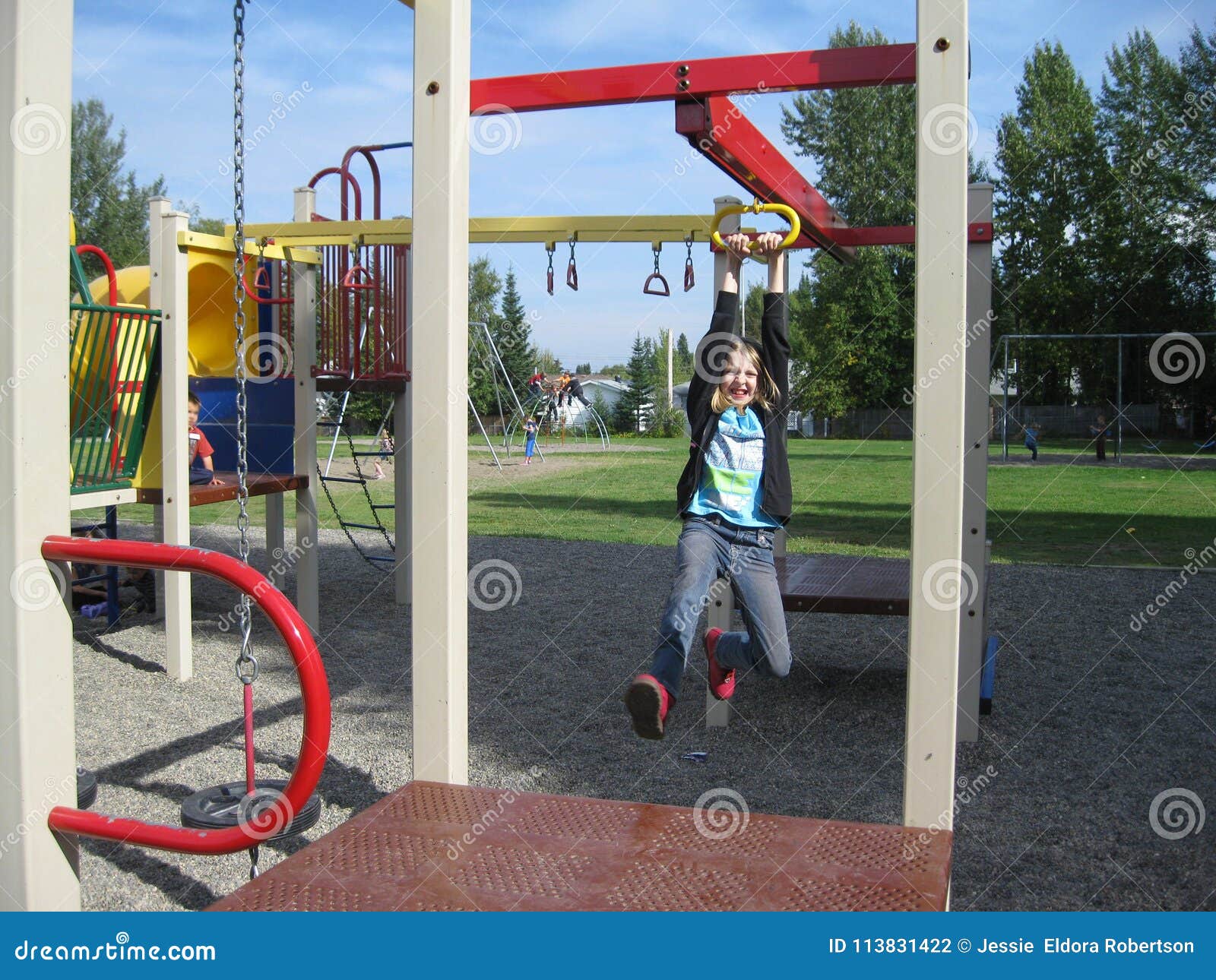 Playing on the Zip line stock photo. Image of moving - 113831422