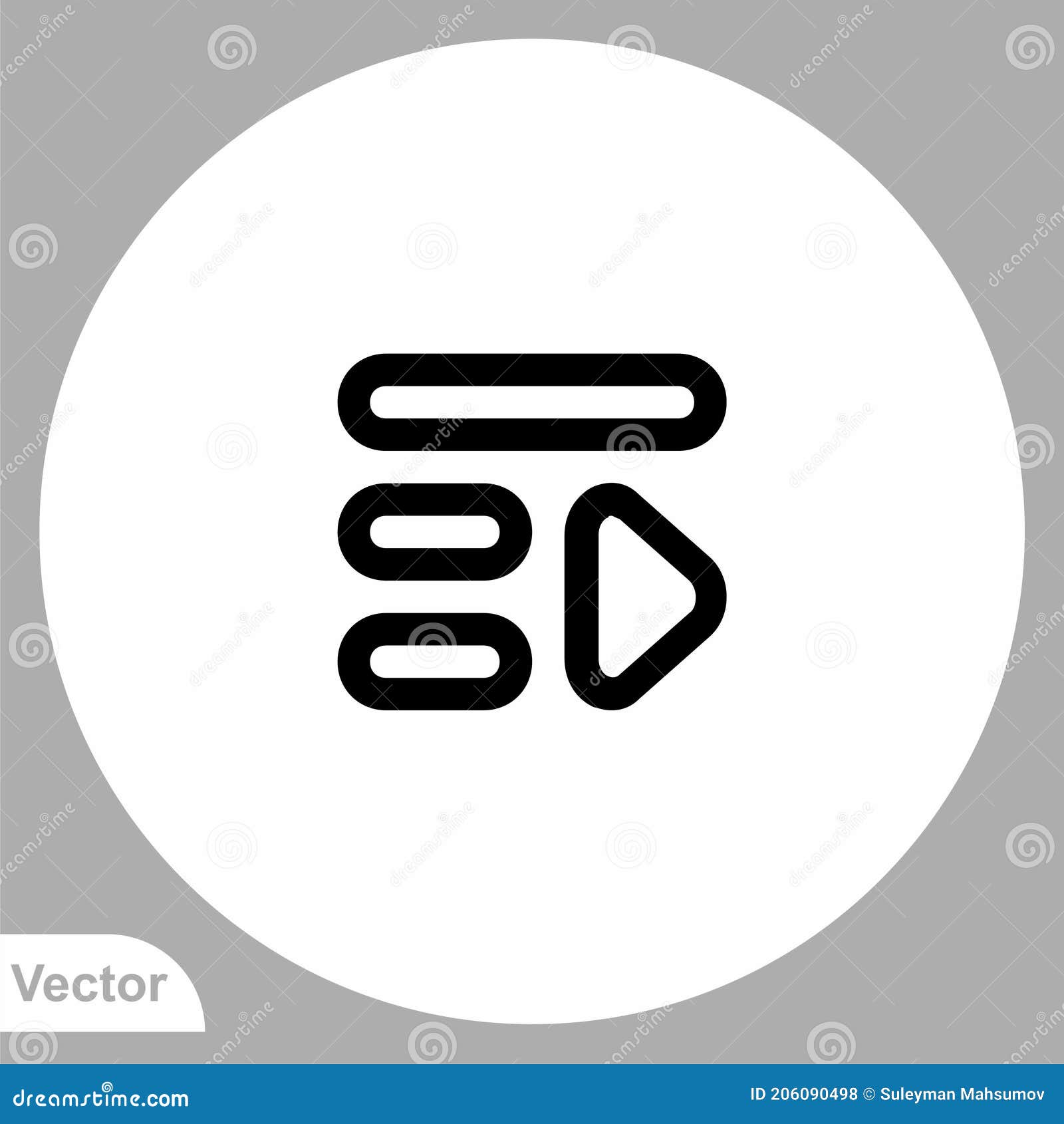 Playlist Vector Icon Sign Symbol Stock Vector - Illustration of button ...