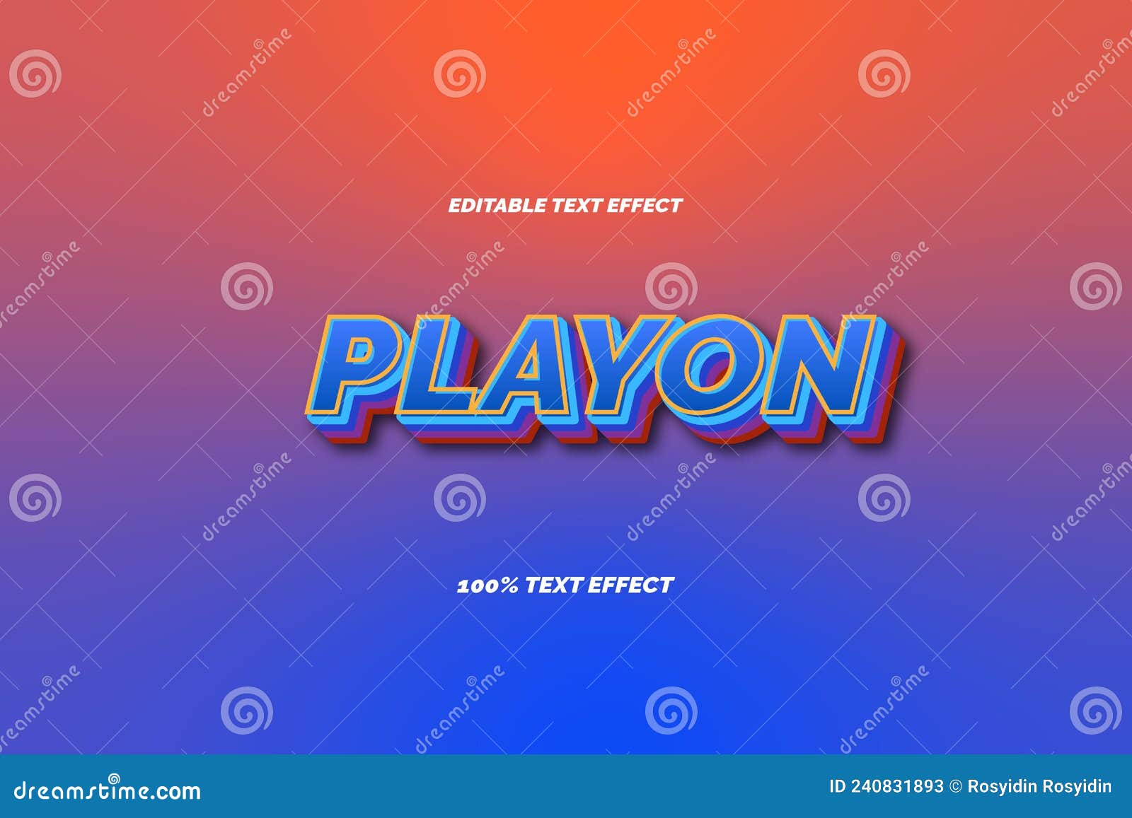 Playon Blue and Red Background Text Effect Stock Vector - Illustration ...