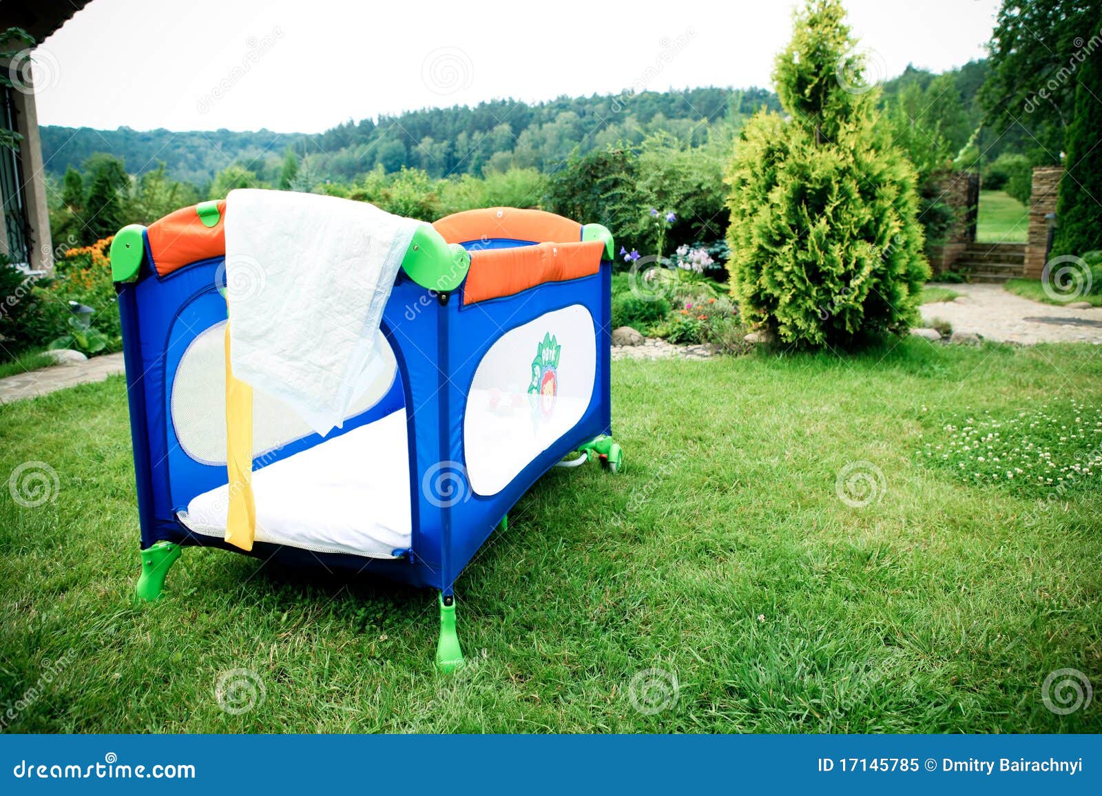 Playpen stock image. Image of diaper, tree, blue, playpen - 17145785