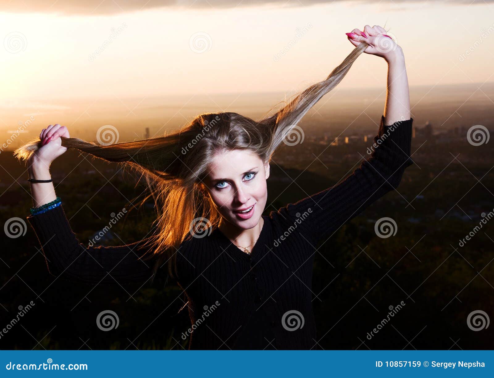 Plays with hair stock image. Image of human, color, beauty - 10857159