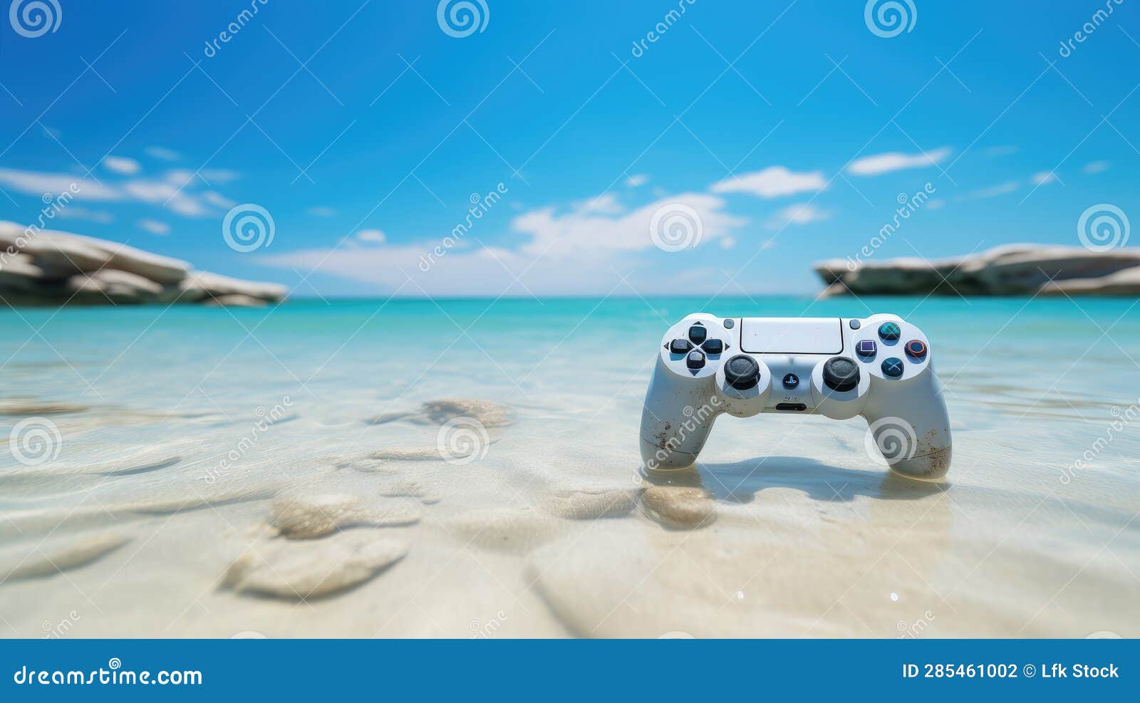 Playstation Console Background among Stones on the Beach Stock ...
