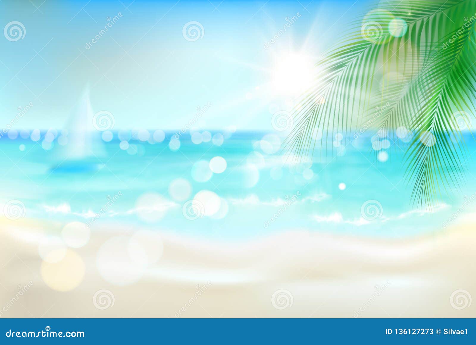 View of the Sunny Beach. Vector Illustration. Stock Vector ...