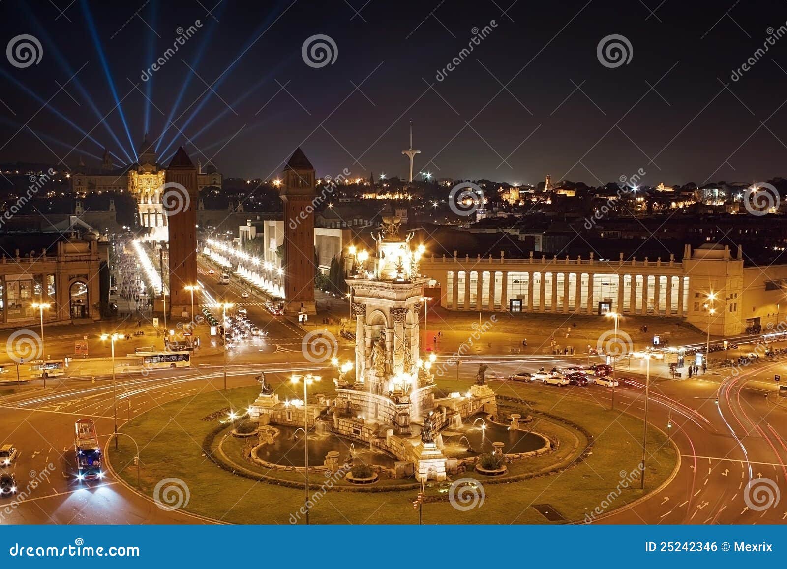 Plaza Espana in Barcelona stock photo. Image of evening - 25242346