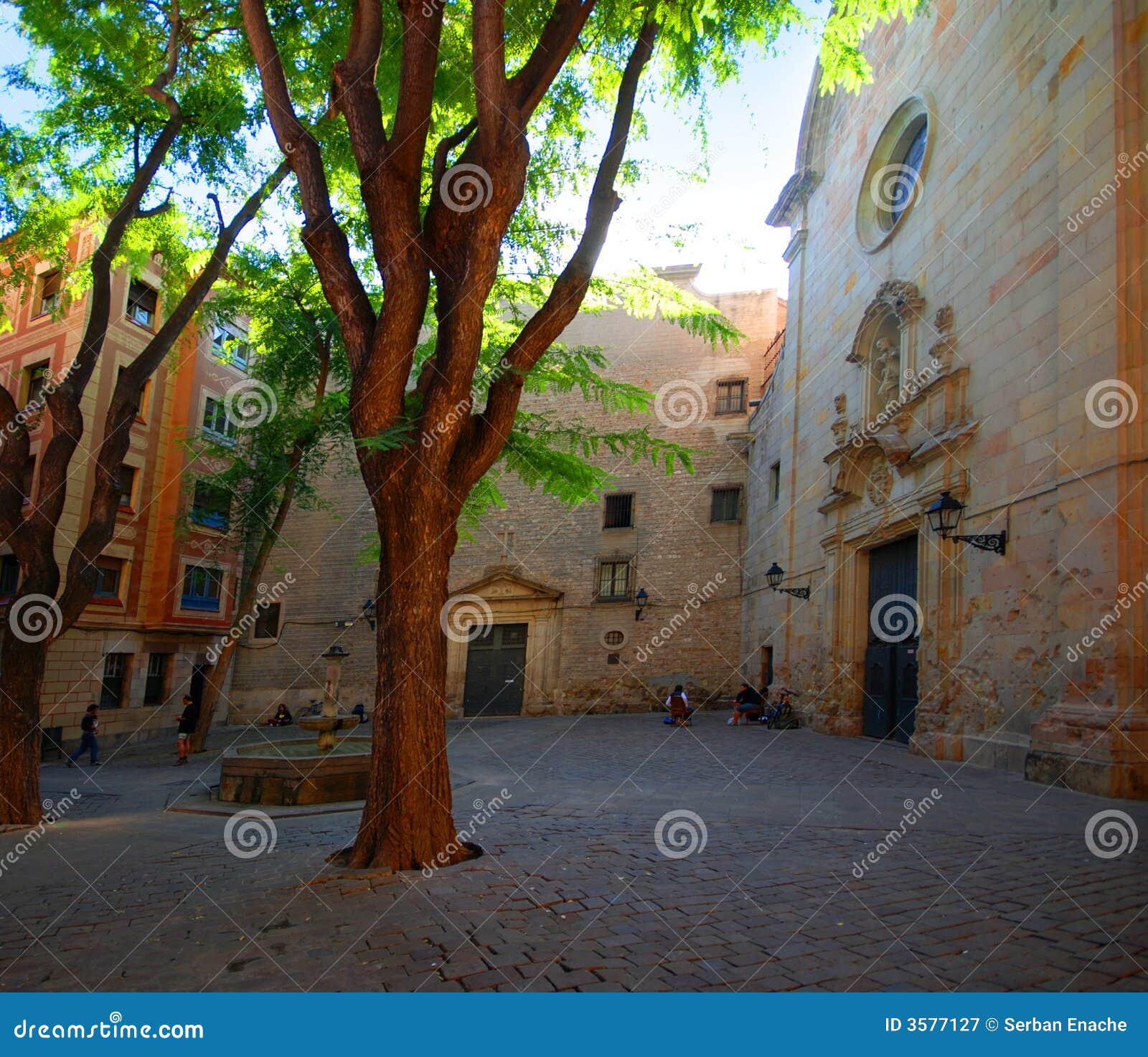 Plaza in Gothic Quarter stock image. Image of church, religion - 3577127