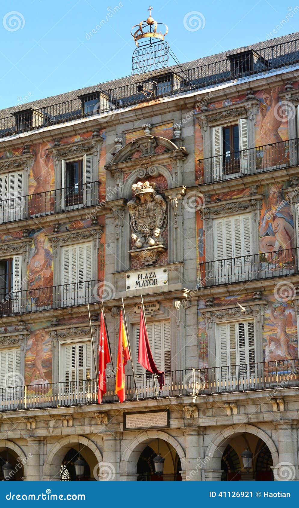 Plaza Mayor Architecture Details Stock Image - Image of mural, design ...