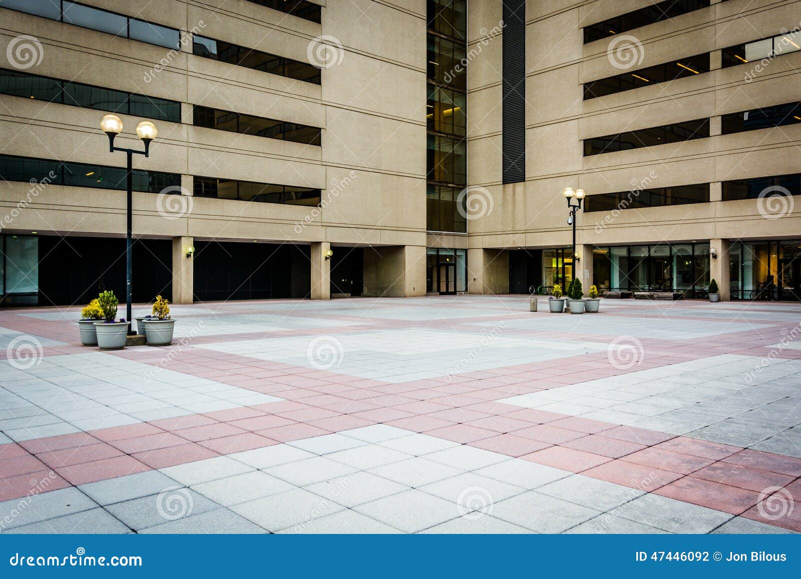 Plaza and Modern Office Building in Downtown Baltimore, Maryland Stock ...
