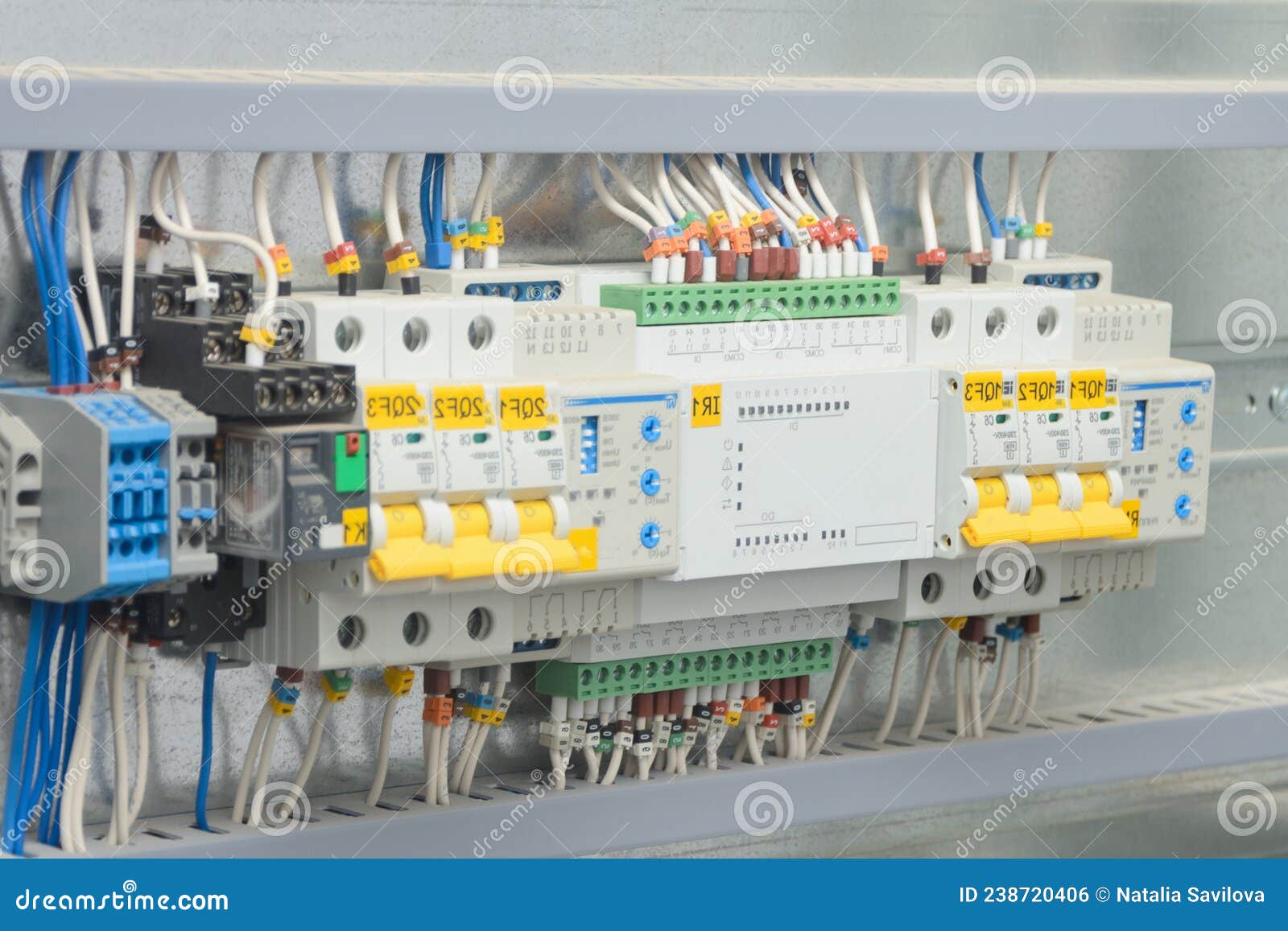 PLC Circuit Breakers on the Platform. Rupture Plan, Selective Focus ...