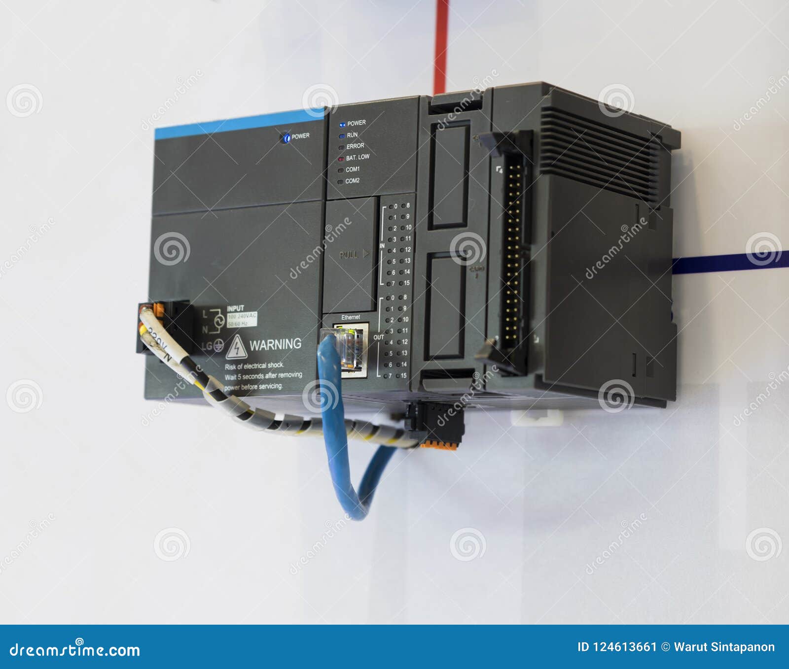The PLC Controller for Industrial Machine Stock Image - Image of work ...