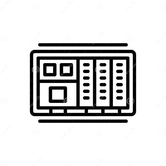 Black Line Icon for Plc, Controller and Network Stock Illustration ...