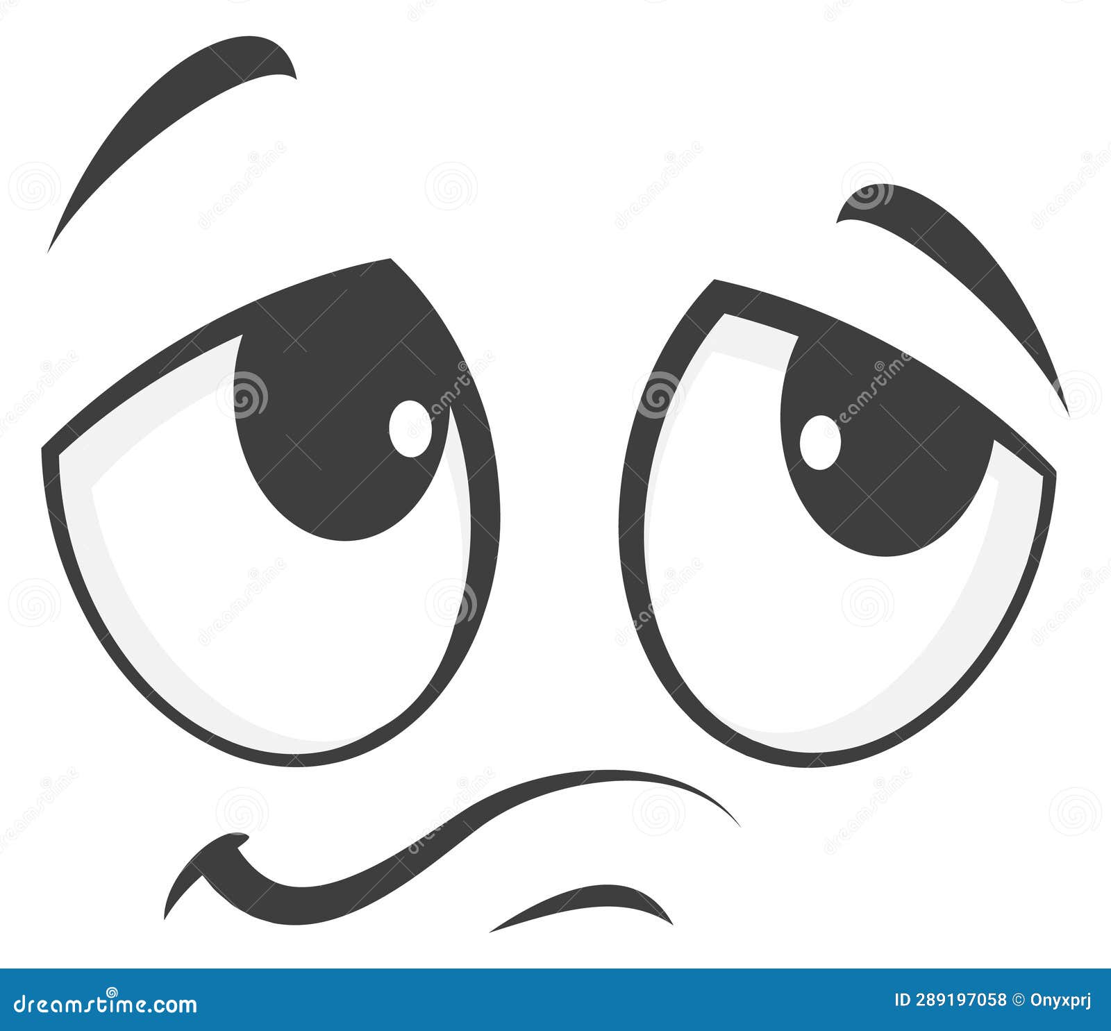 Pleading Comic Face. Big Eyes Begging Expression Vector Illustration ...