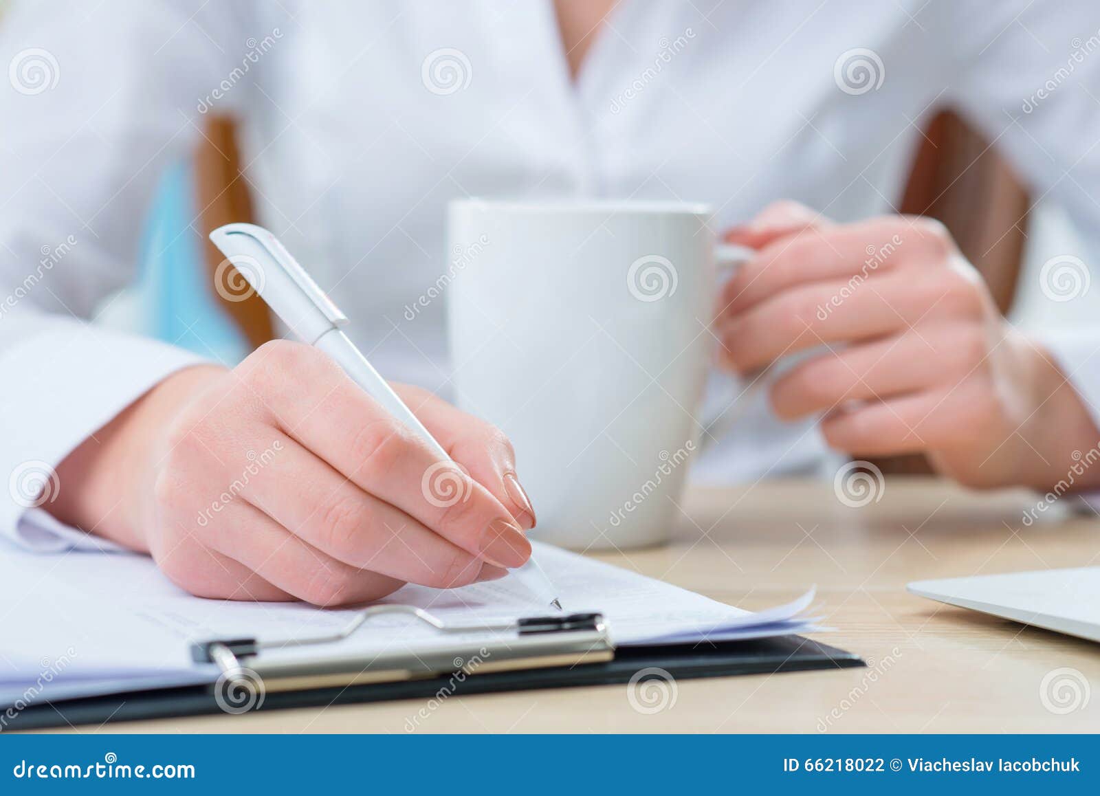 Pleasant Female Office Worker Making Notes Stock Photo - Image of ...