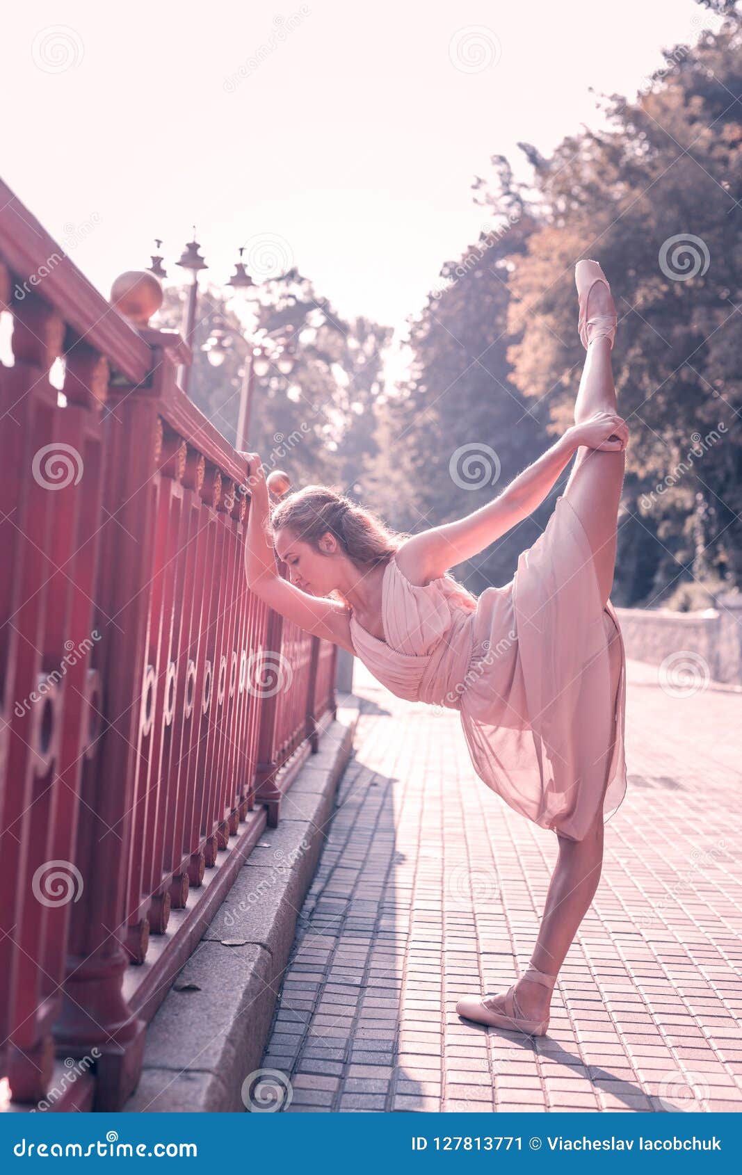 Pleasant Flexible Young Woman Touching Her Leg Stock Image - Image of ...
