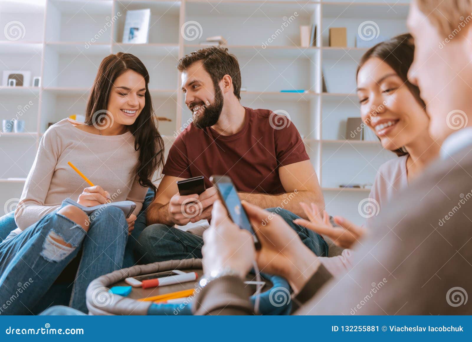 Pleasant Four Friends Having Fun Stock Image - Image of adult ...