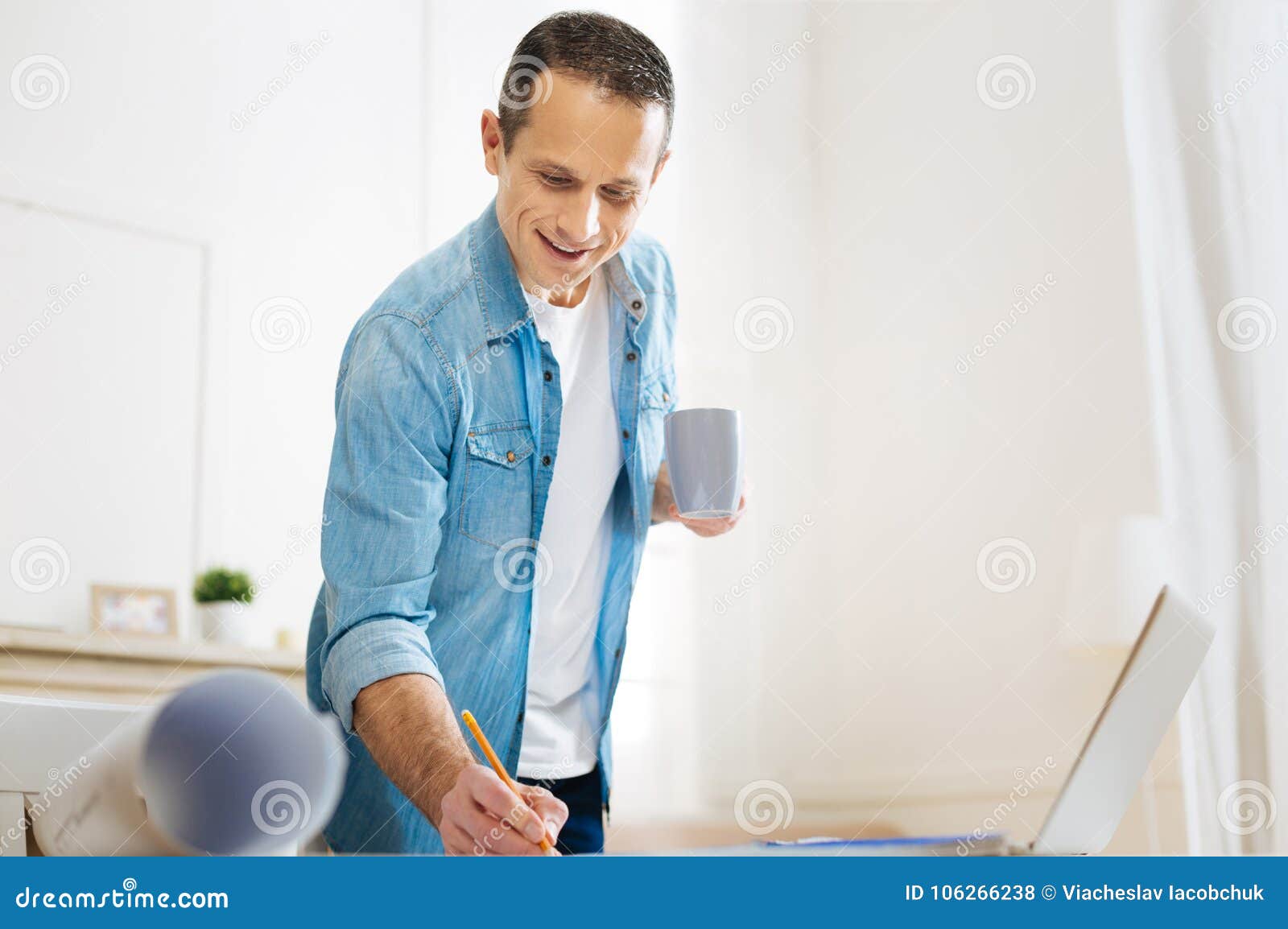 Pleasant Friendly Engineer Making Notes for His New Colleague and ...