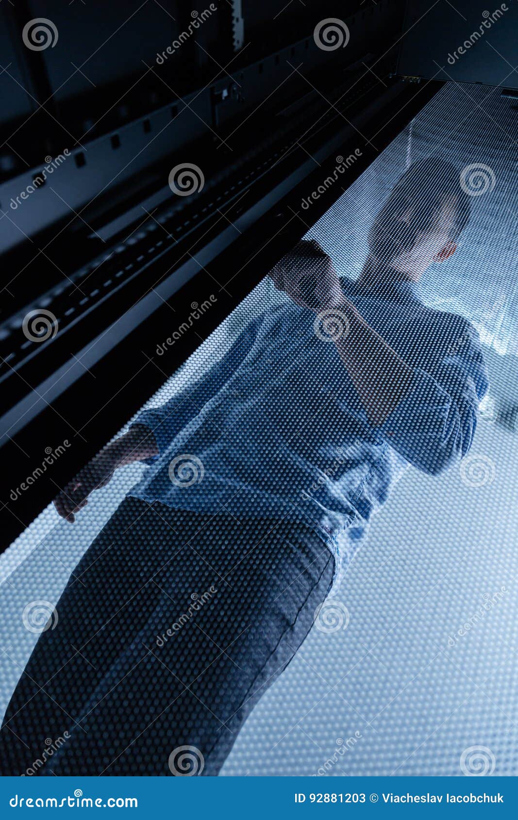 Pleasant Good Looking Man Standing in the Server Room Stock Image ...