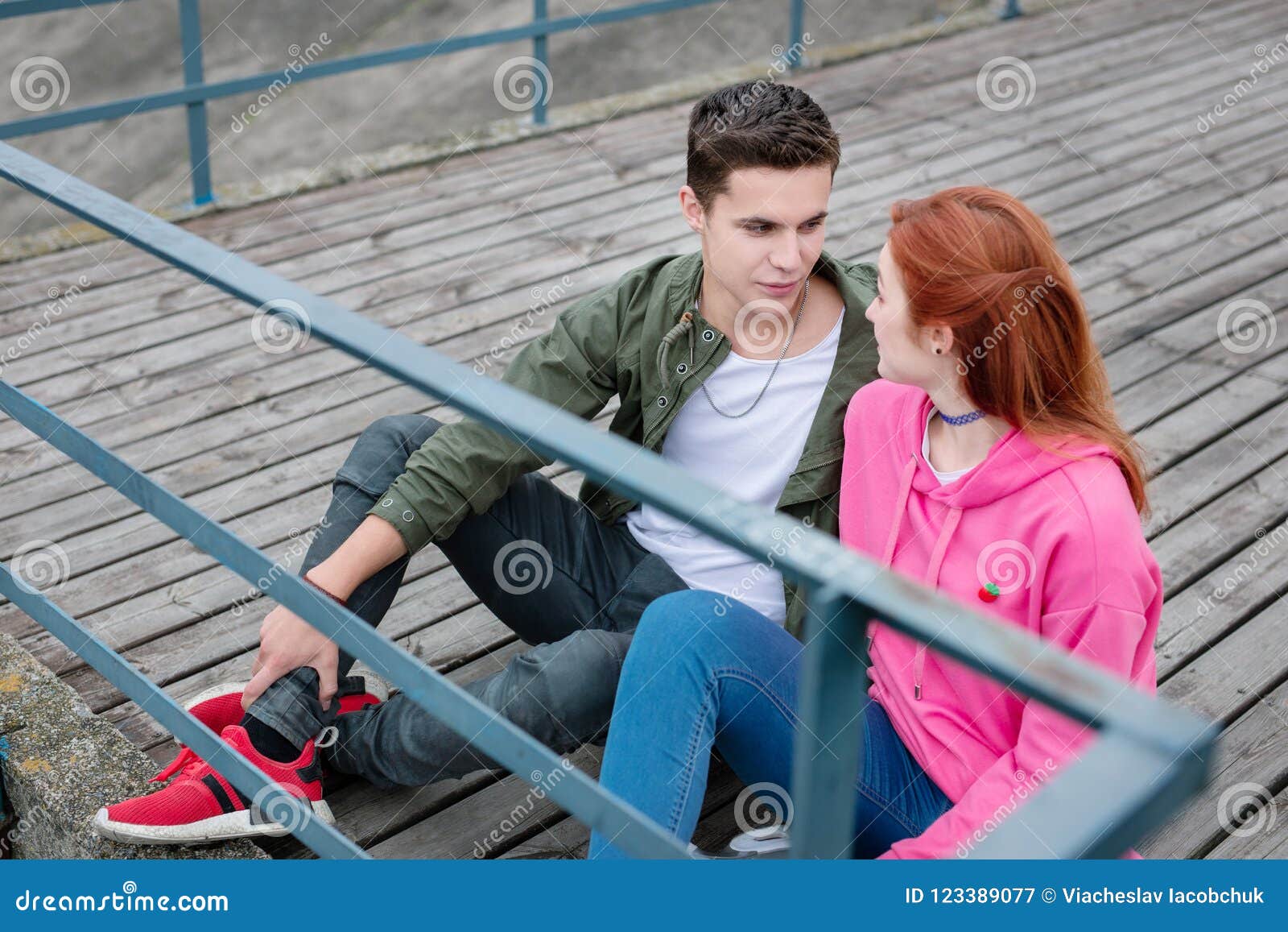 Pleasant Joyful Couple Talking To Each Other Stock Image - Image of ...