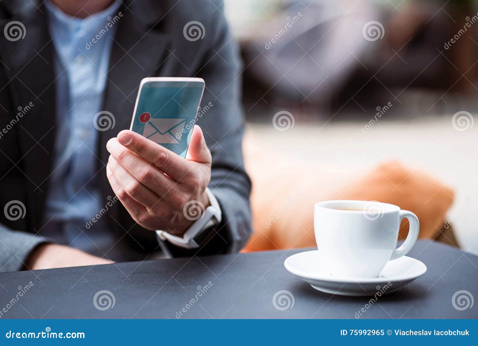 Pleasant Man Holding Cell Phone Stock Image - Image of contemporary ...