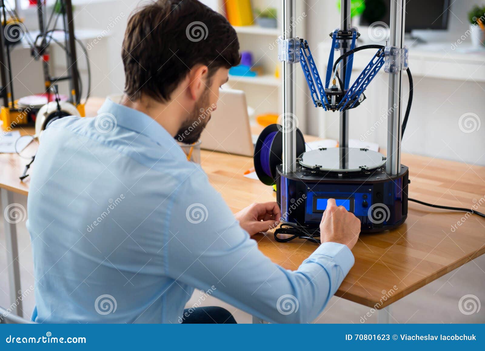 Pleasant Man Using 3d Printer Stock Image - Image of education ...