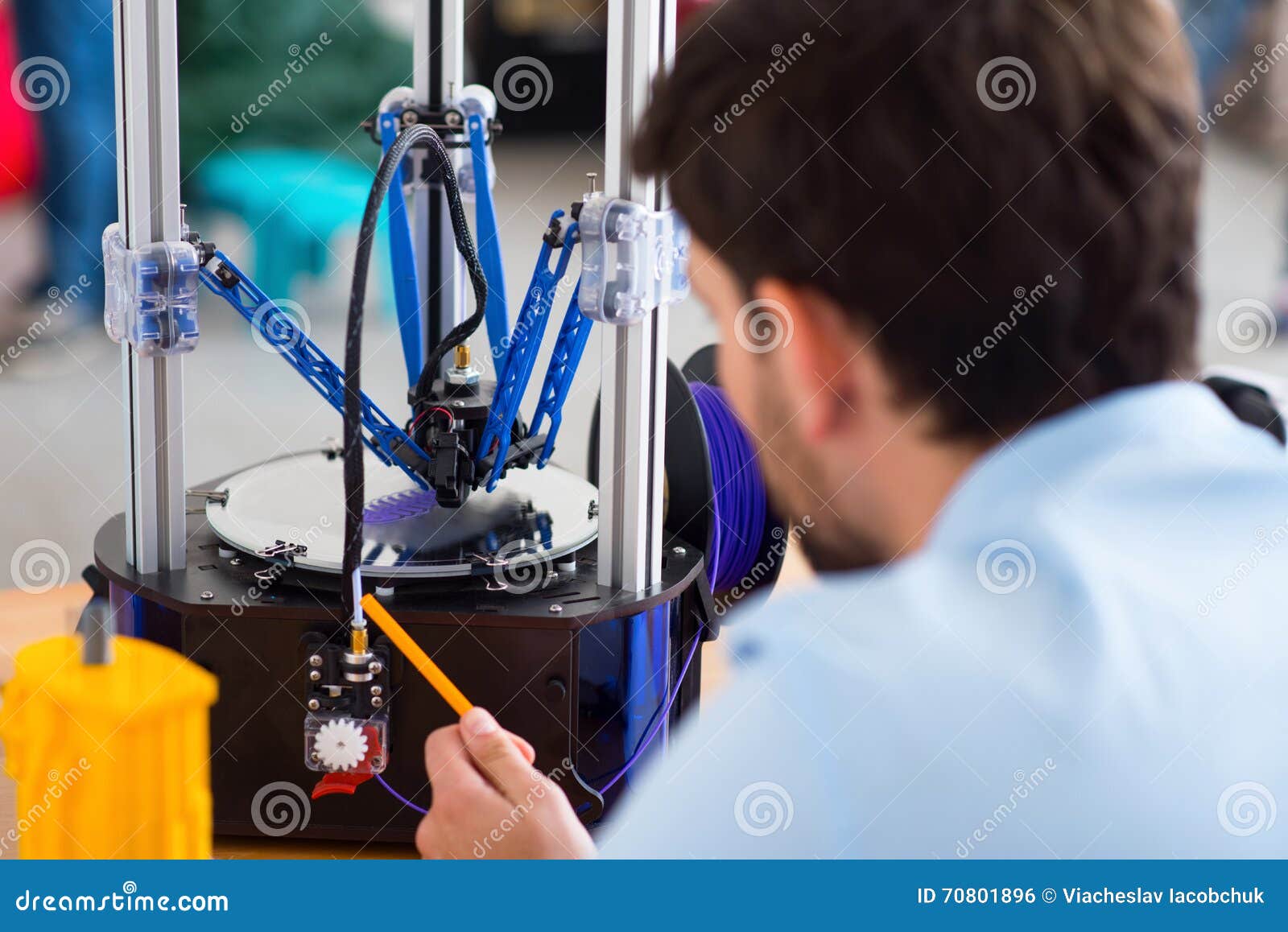 Pleasant Man Working with 3d Printer. Stock Photo - Image of concept ...