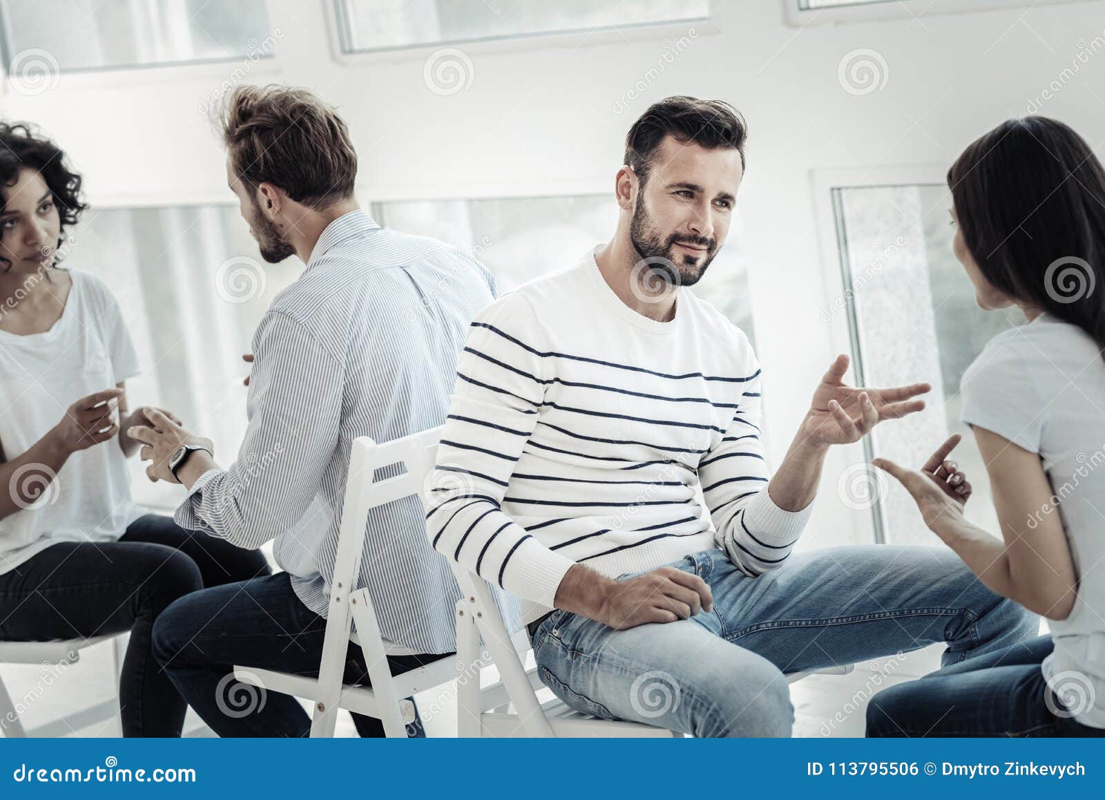 Pleasant Nice People Having a Conversation Stock Photo - Image of ...