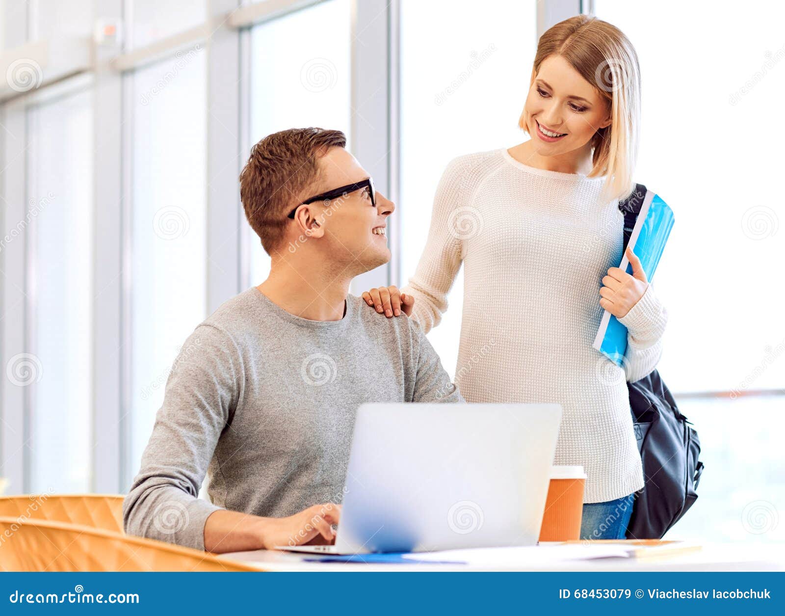 Pleasant Students Communicating Stock Image - Image of positive ...