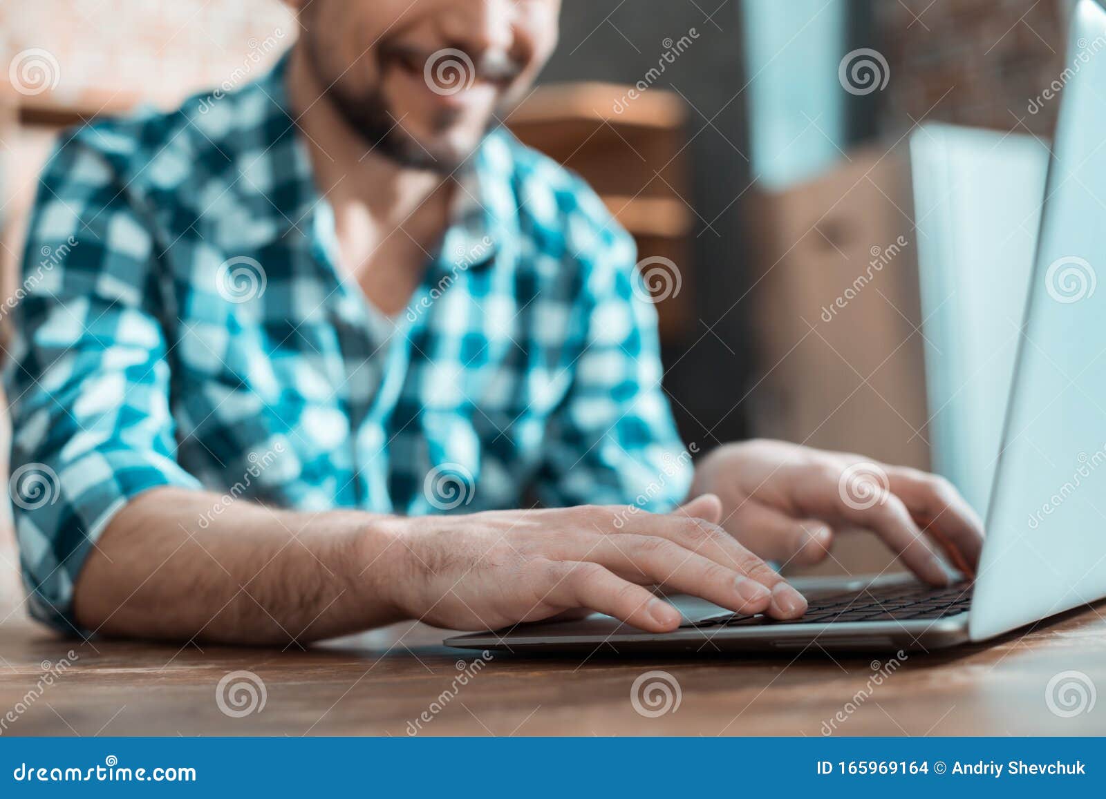 Nice smart man typing stock photo. Image of digital - 165969164