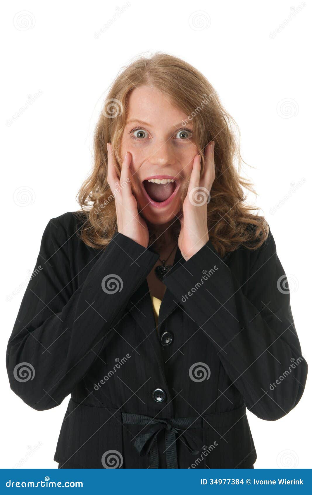 Pleasantly surprised woman stock photo. Image of girl - 34977384