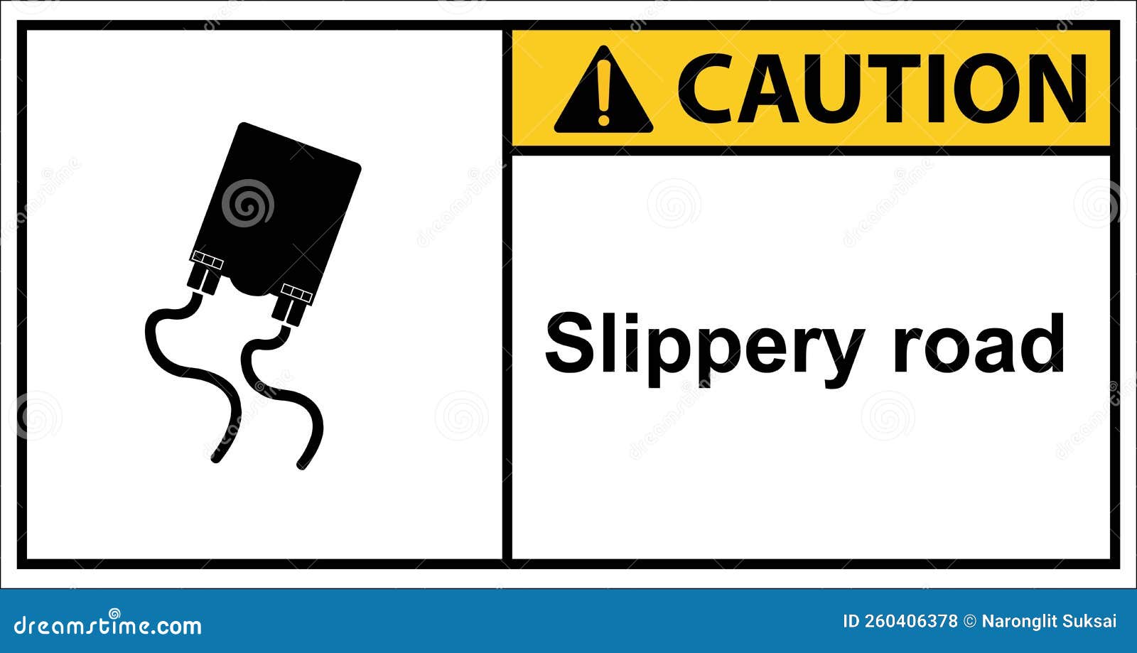 Please Be Careful of Slippery Road Traffic. Sign Caution Stock Vector ...
