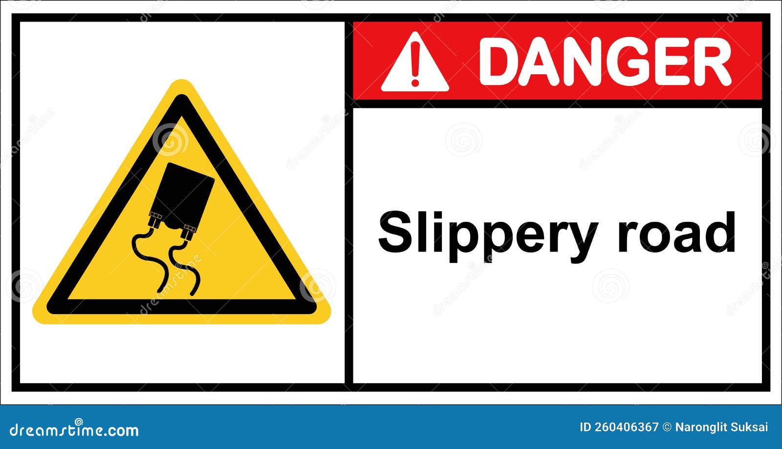 Please Be Careful of Slippery Road Traffic. Sign Danger Stock Vector ...
