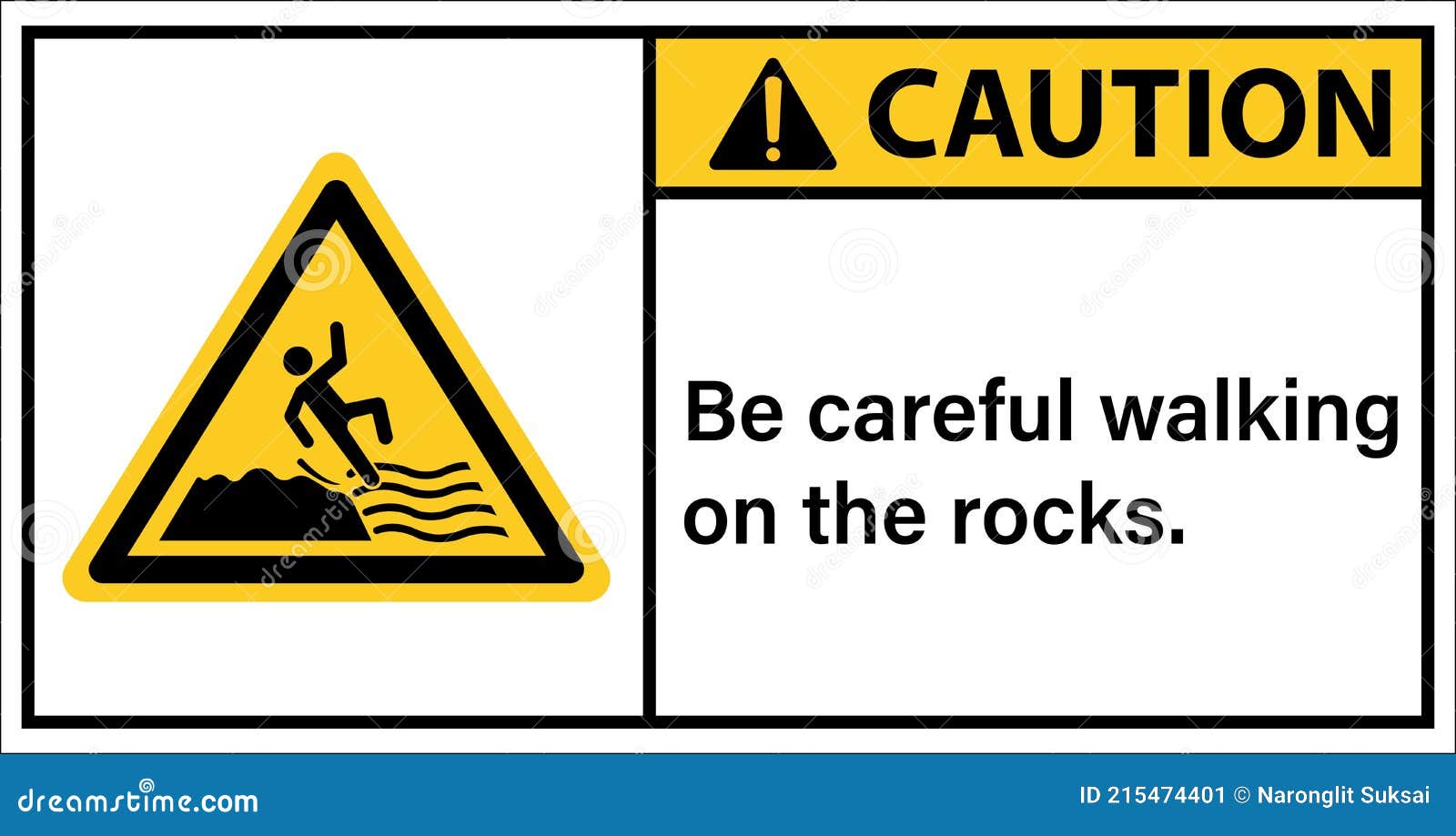 Please Be Careful Walking on Rocks.,Caution Sign Stock Vector ...