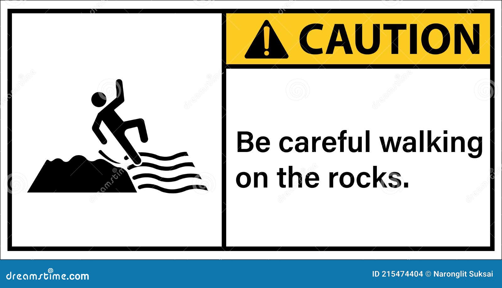 Please Be Careful Walking on Rocks.,Caution Sign Stock Vector ...