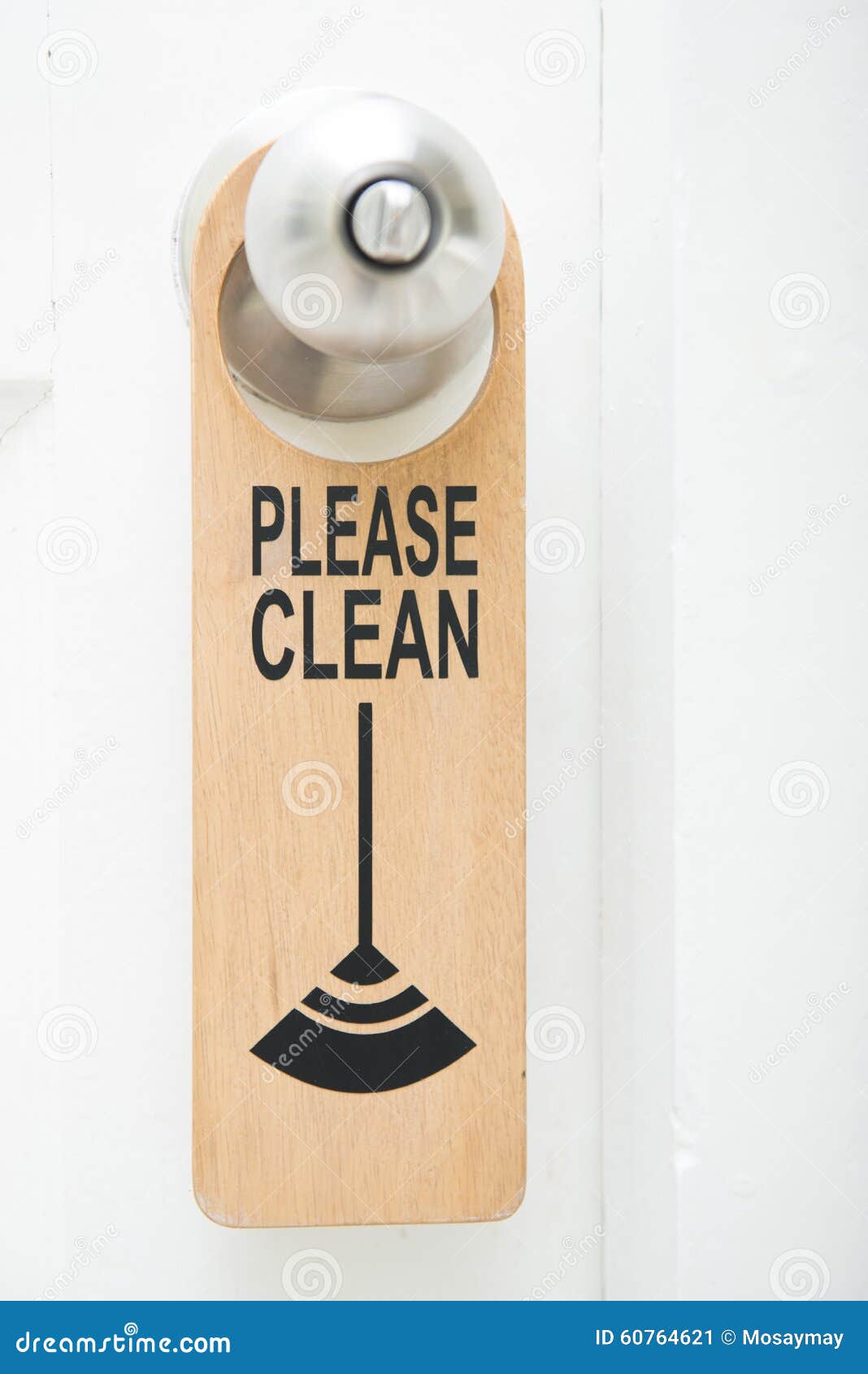 Please Clean Sign Hanging on the Door Stock Image - Image of maid, wood ...