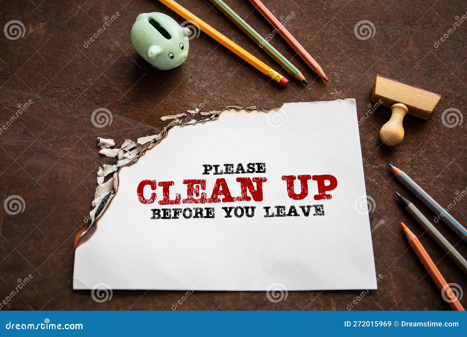 Please Clean Up before You Leave. Burning Sheet of Paper on a Rusting ...