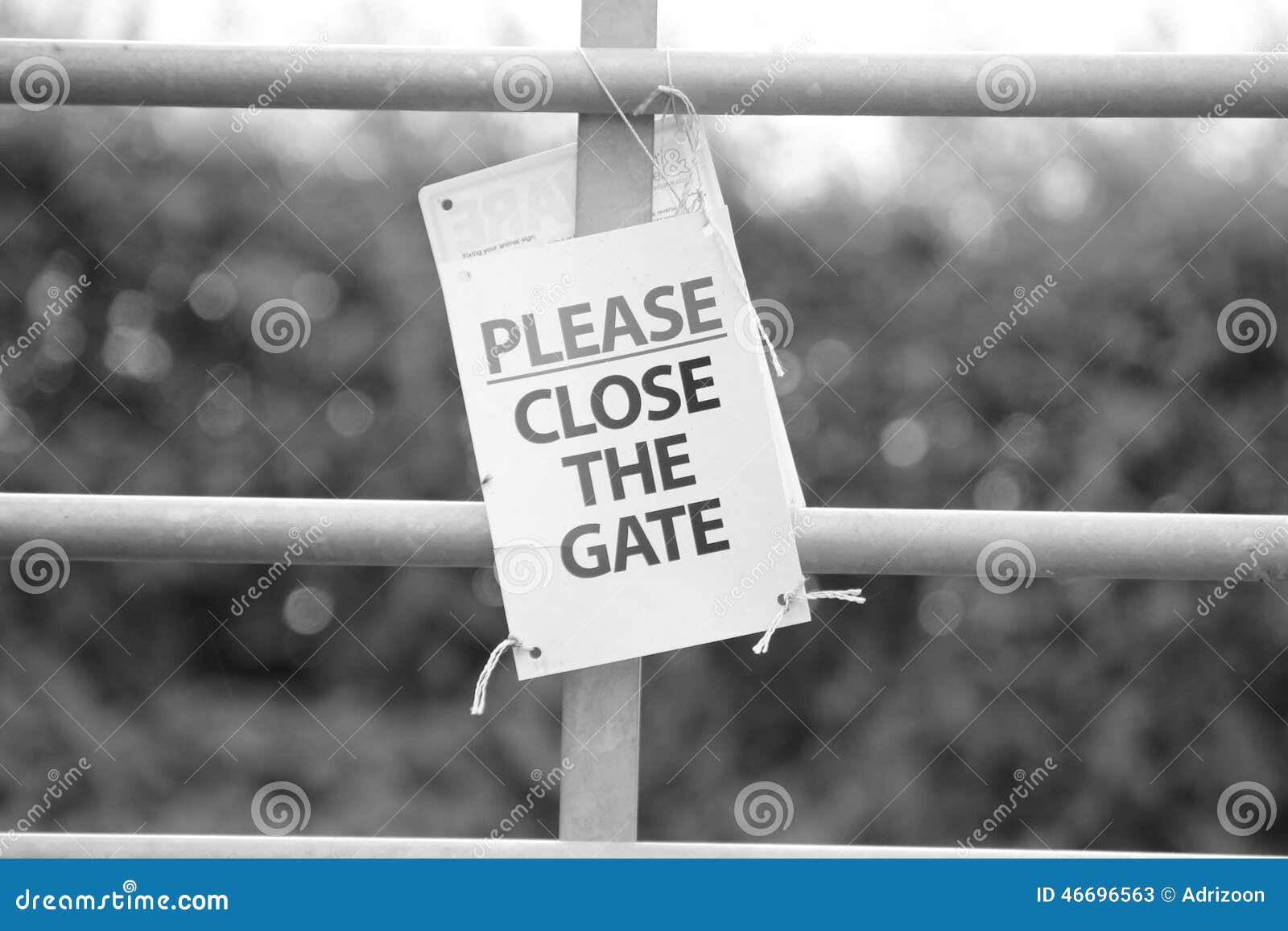 Please Close the Gate Warning Sign. Stock Image - Image of attention ...