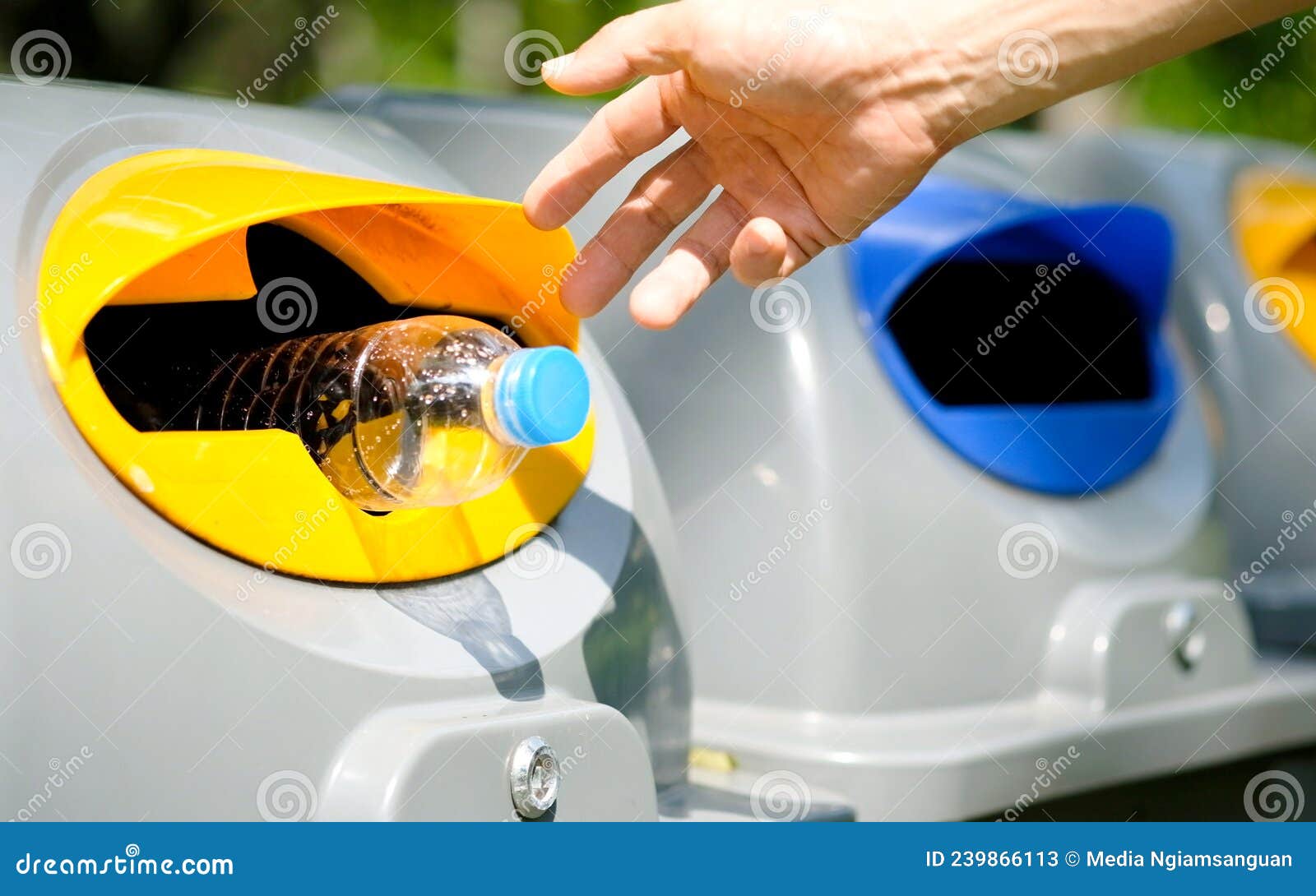 Please Dispose of Plastic Bottle into the Tank. a Man Throw Rubbish in ...