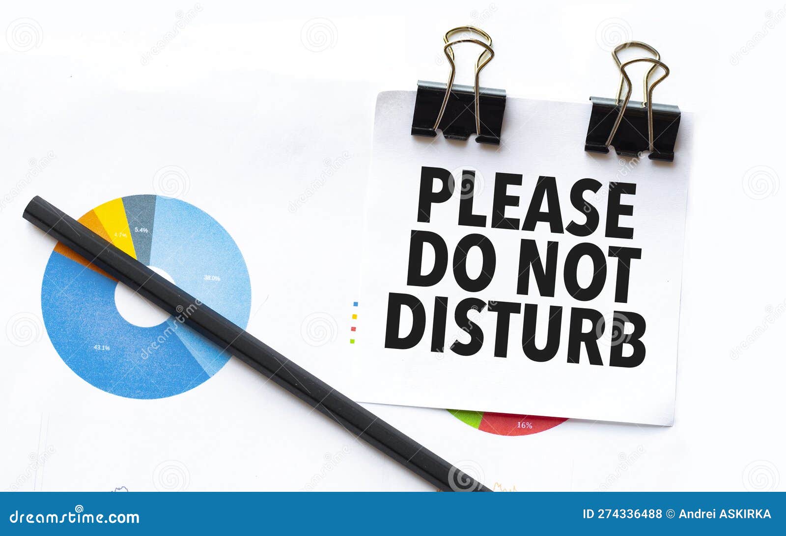 Please Do Not Disturb on Notebook with Charts and Pencil Stock Photo ...