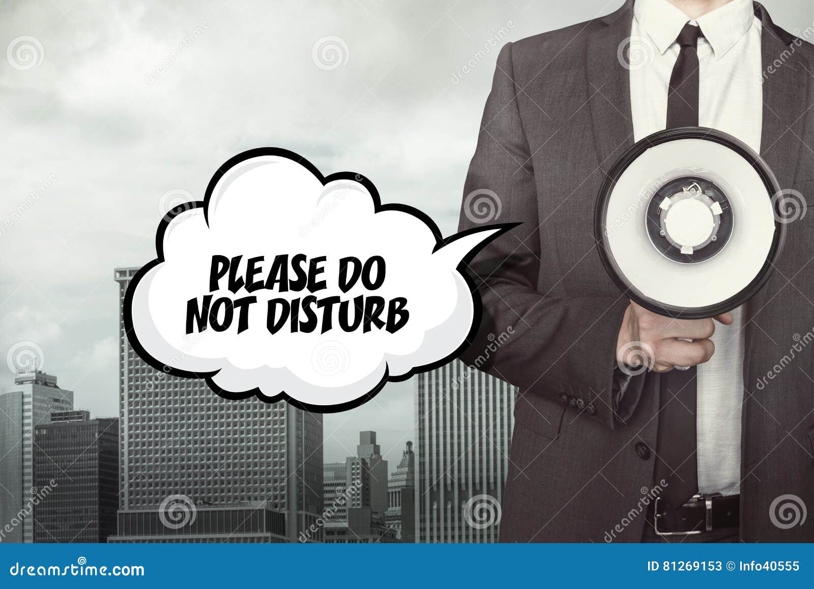 Please Do Not Disturb Text on Speech Bubble with Businessman Stock ...